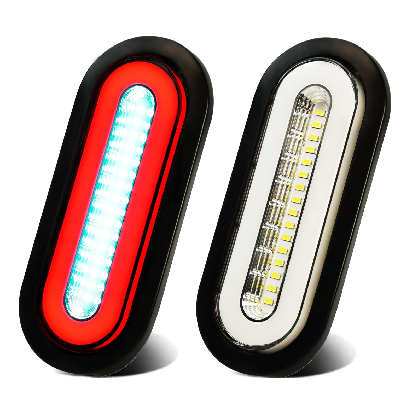 WahMOTOTin 2Pcs Clear lens IFF17 6" Inch Oval Combination White/Red ...