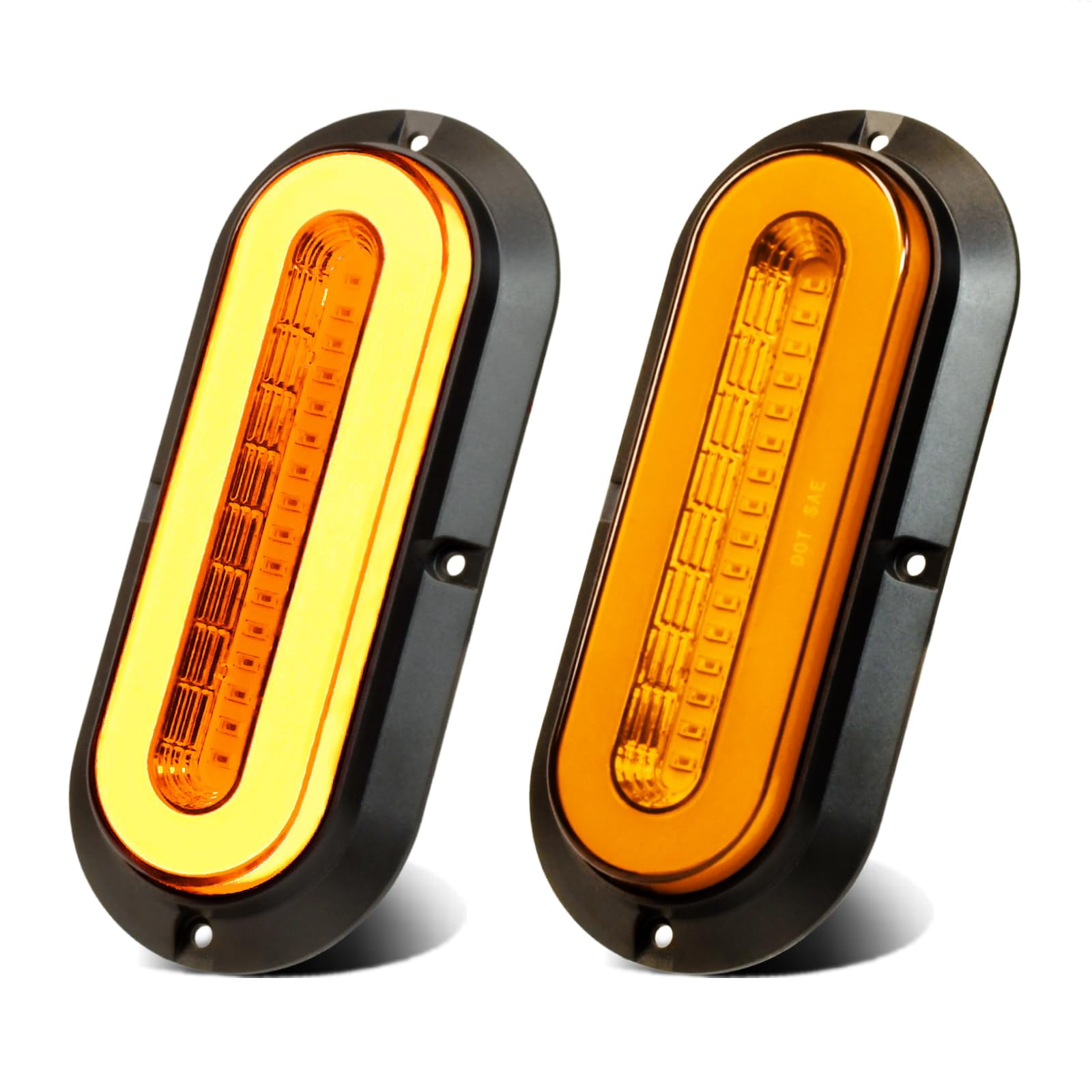 WahMOTOTin 6" inch Amber RRF12 Lens Oval Amber Trailer Light w/Flange ...