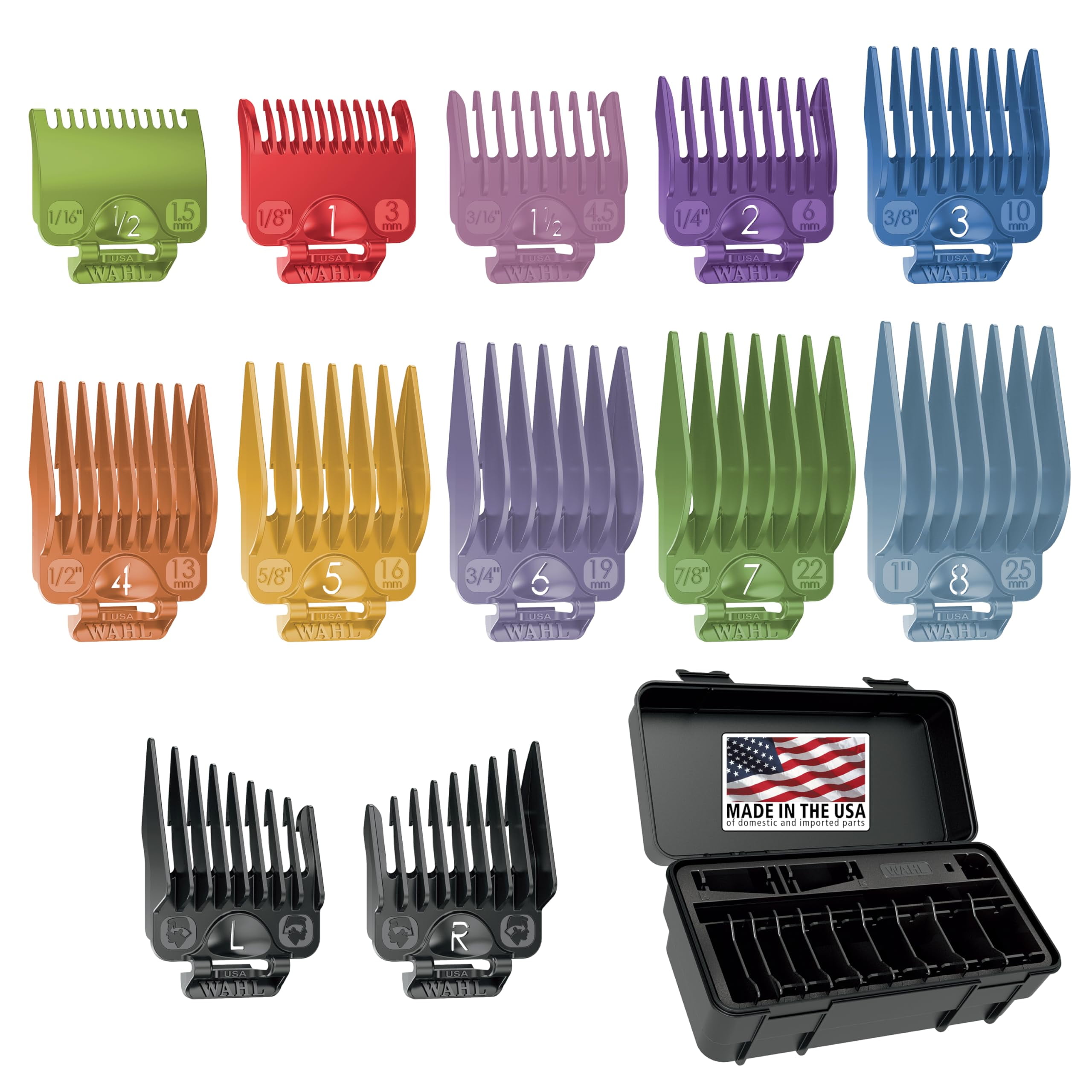 Wahl Clipper Genuine Secure-Fit™ Attachment Guard Organization Kit with Color Pro Colored Hair ...