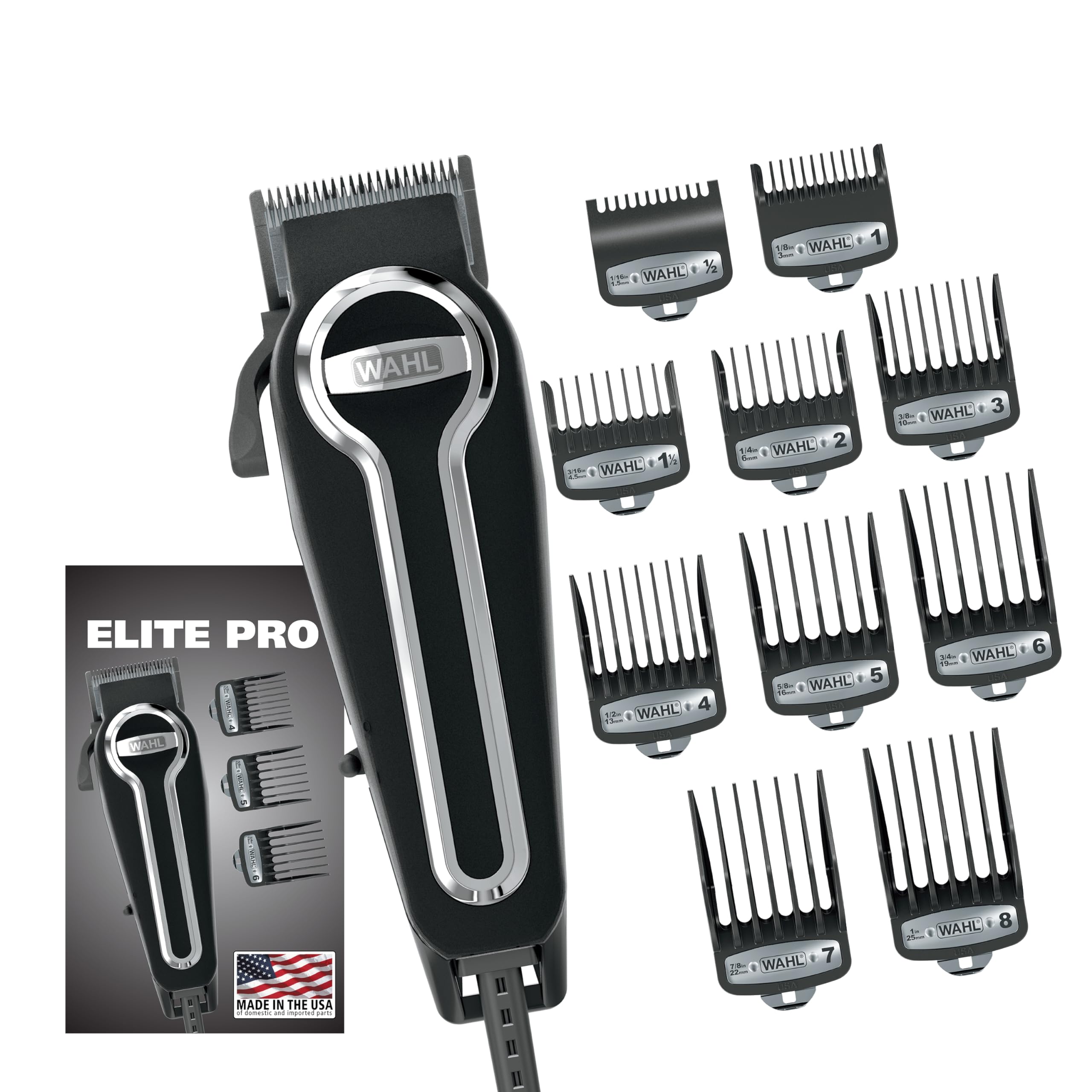 Wahl USA Elite Pro High-Performance Corded Home Haircut & Grooming Kit ...
