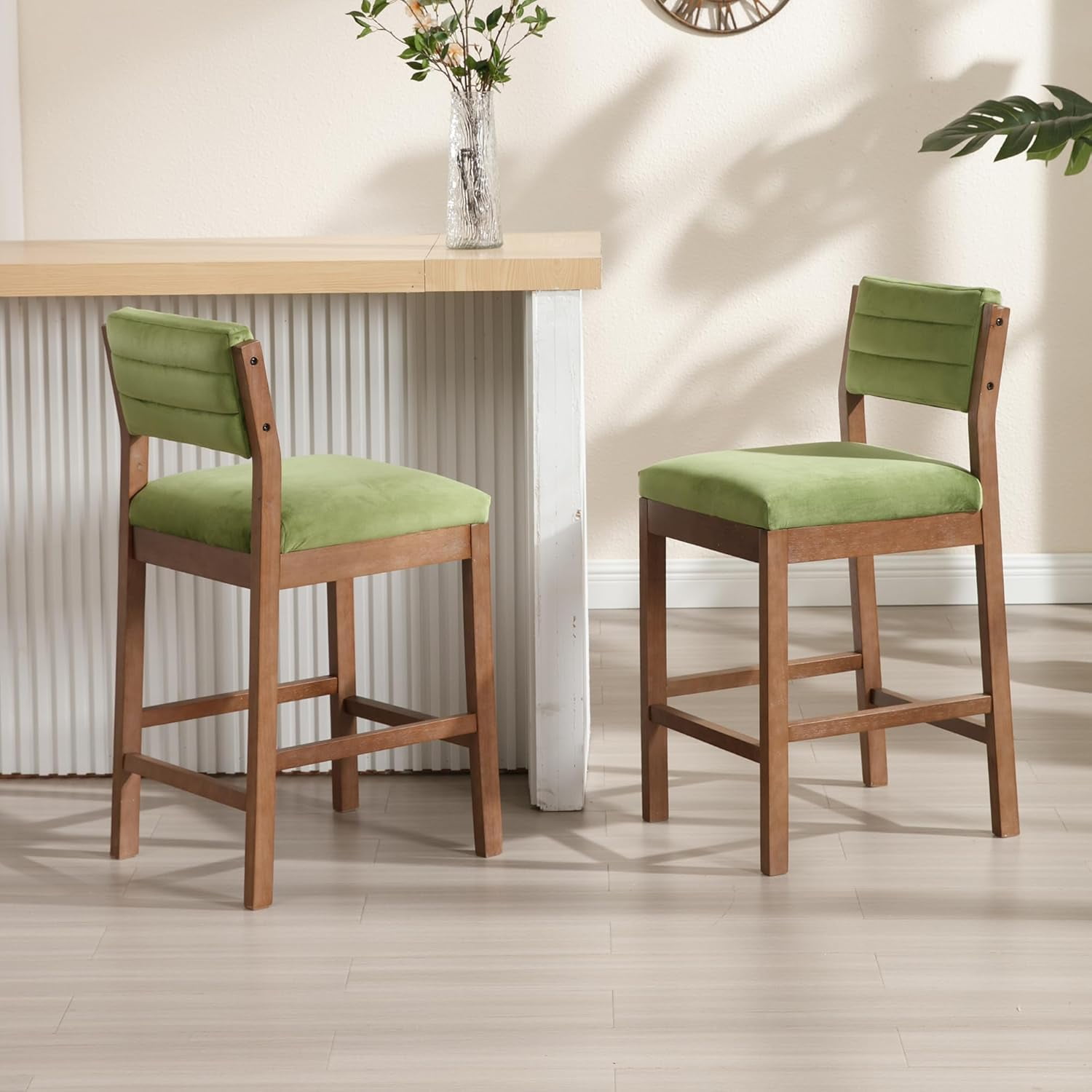 Wahson 26 Inch Farmhouse Armless Bar Stools, Set of 2 Velvet Counter ...