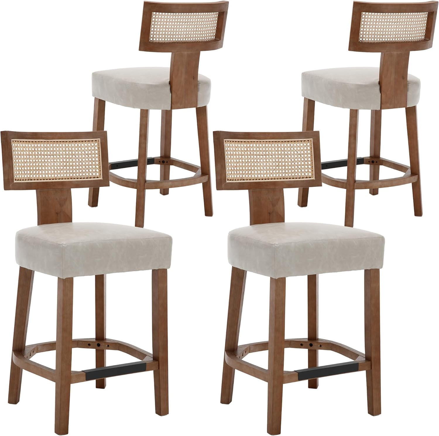 Wahson 26" Rattan Bar Stools, Farmhouse Counter Height Bar Chairs with ...