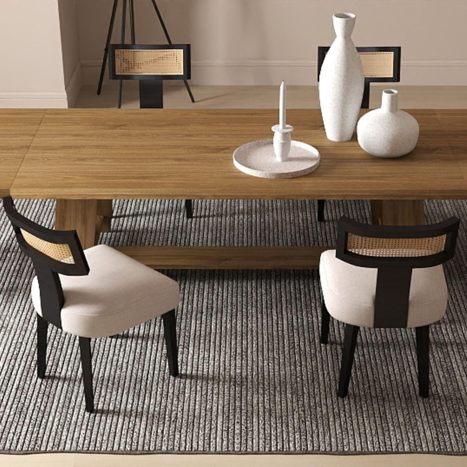 Wahson Beige Dining Chairs Set of 2, Comfy Upholstered Modern Farmhouse ...