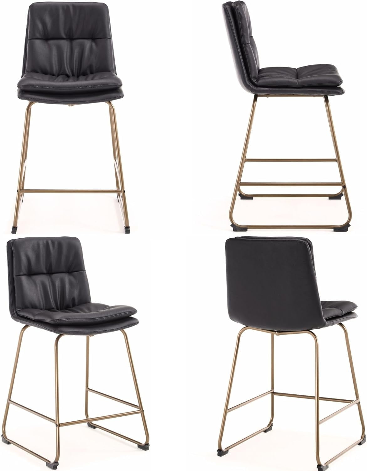 Wahson Leather Bar Stools Set of 4, Modern 26" Counter Height Bar ...