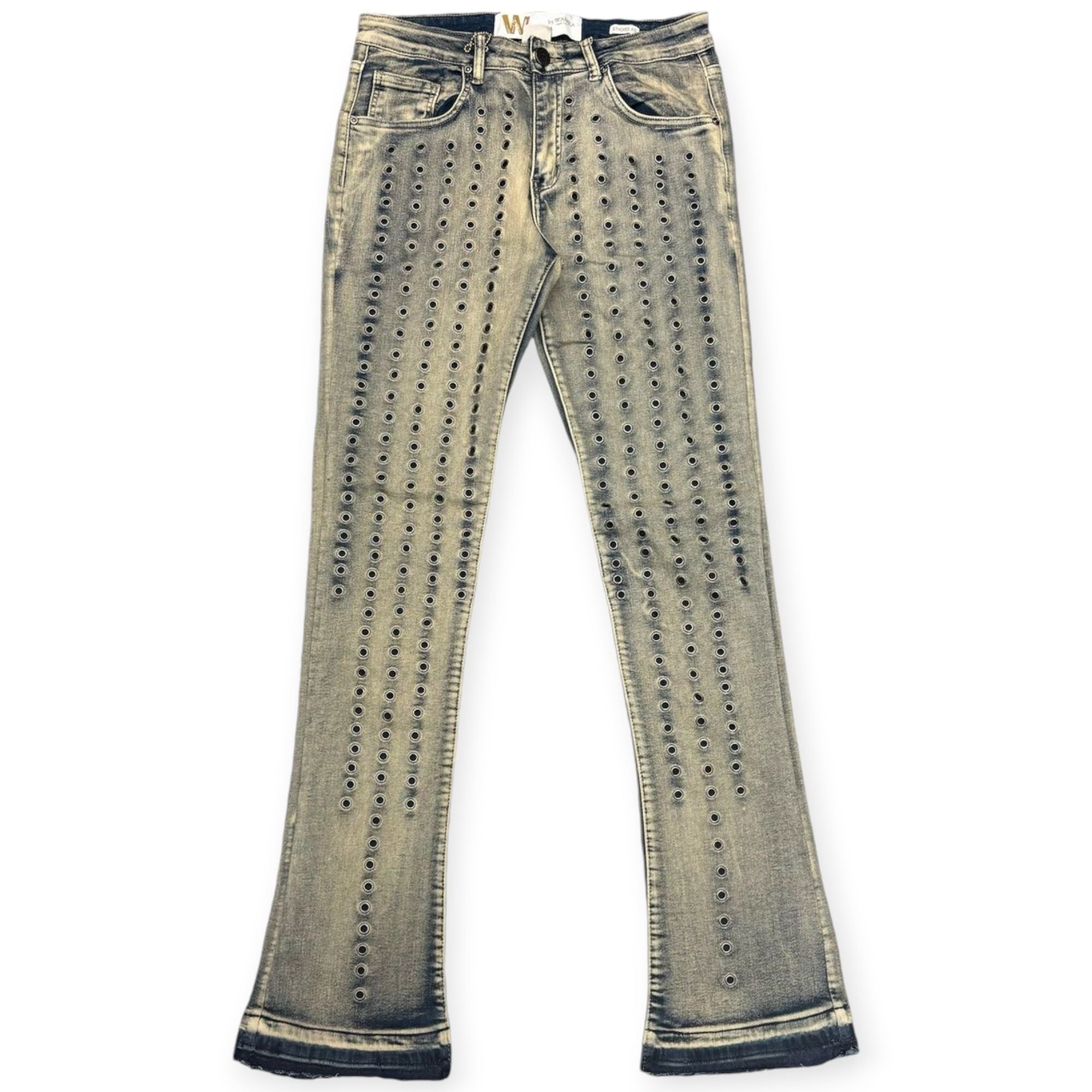 WaiMea Men Circle ripped Stacked Jeans M8189D (Vintage Wash) - Walmart.com