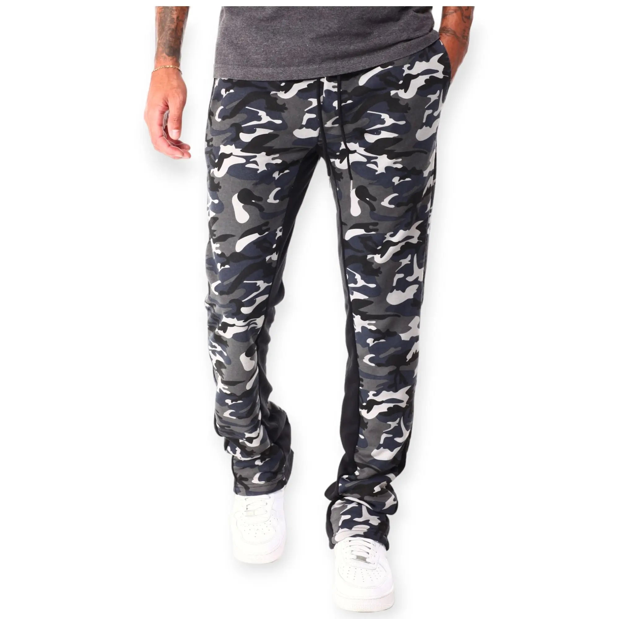 WaiMea Men French Terry Stacked Fleece Pants (Black Camo) - Walmart.com