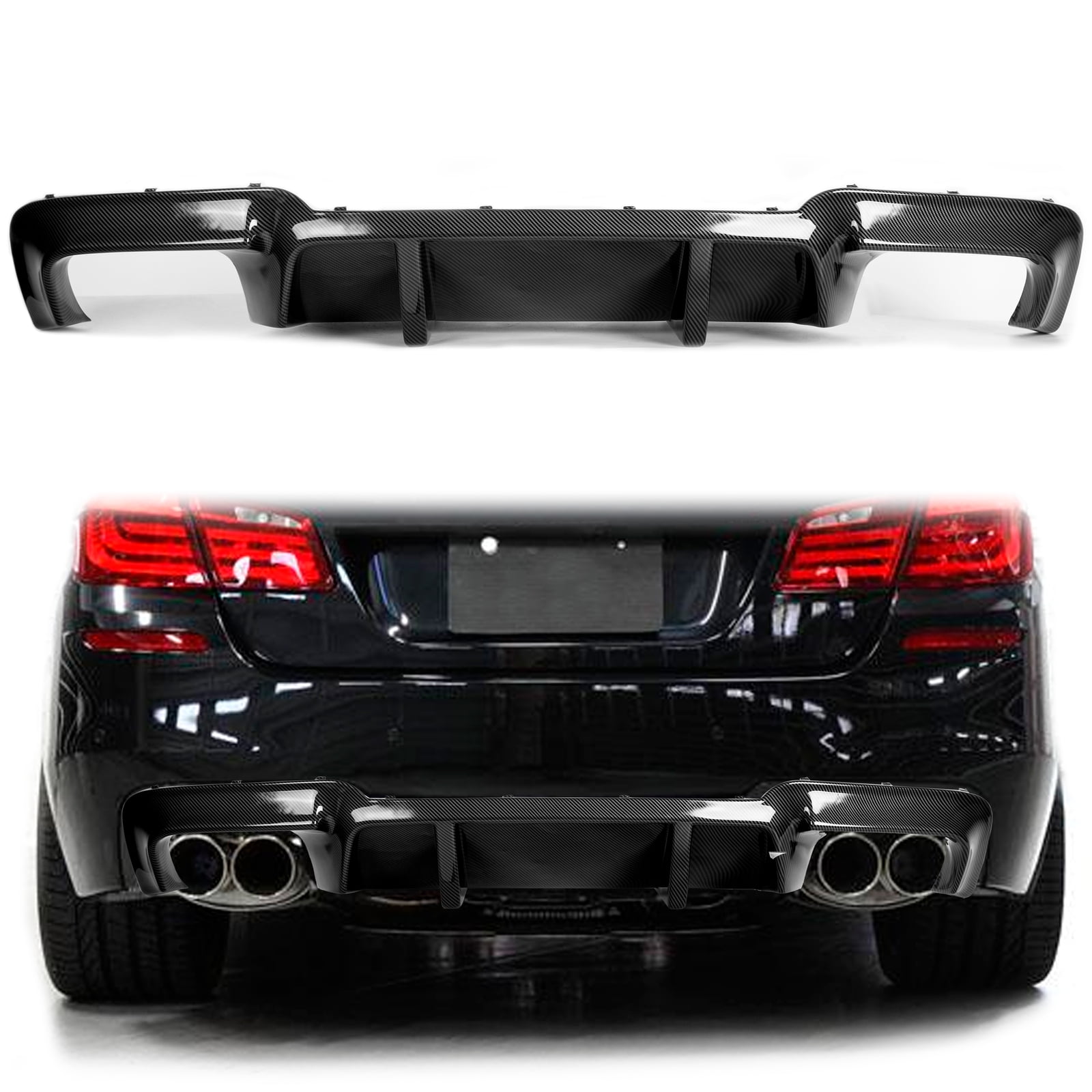 WaiRitoday DTM Style Rear Diffuser Quad Tips Carbon Fiber Style ...