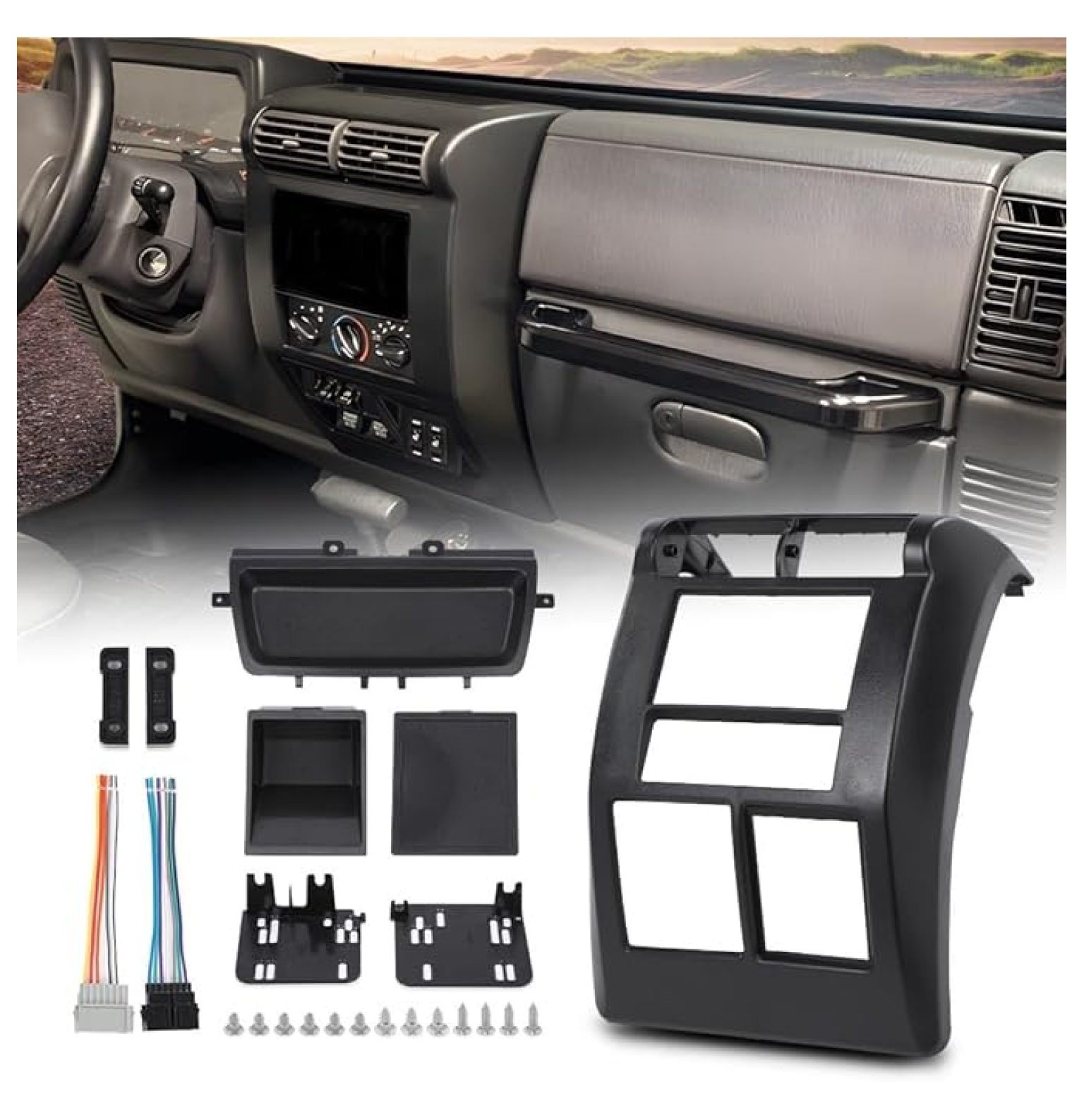 WaiRitoday Double Din Dash Bezel Cover, Compatible with Jeep Wrangler ...