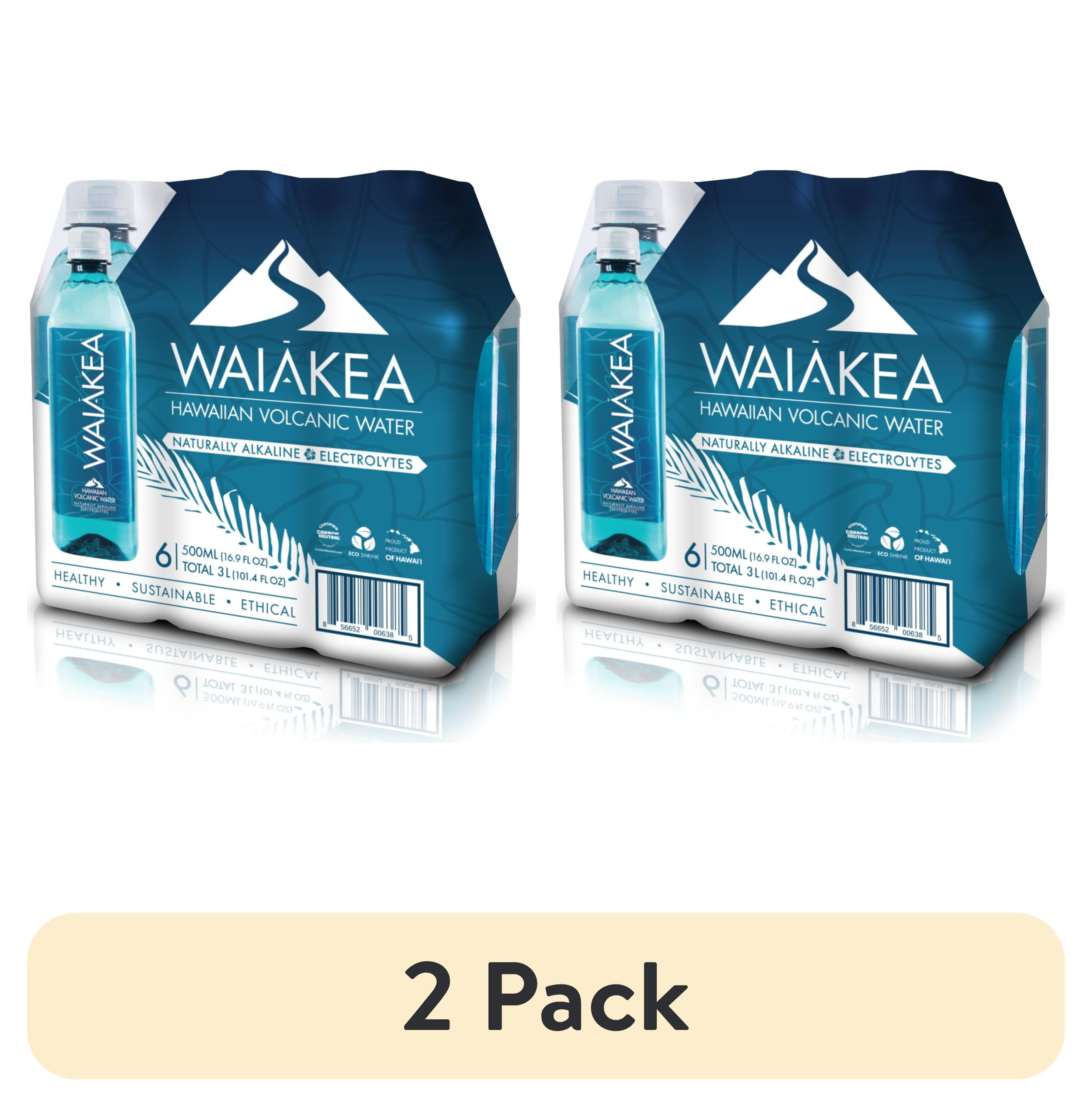 (2 pack) Waiakea Bottled Water, Hawaiian Volcanic Alkaline Water, 500ml ...