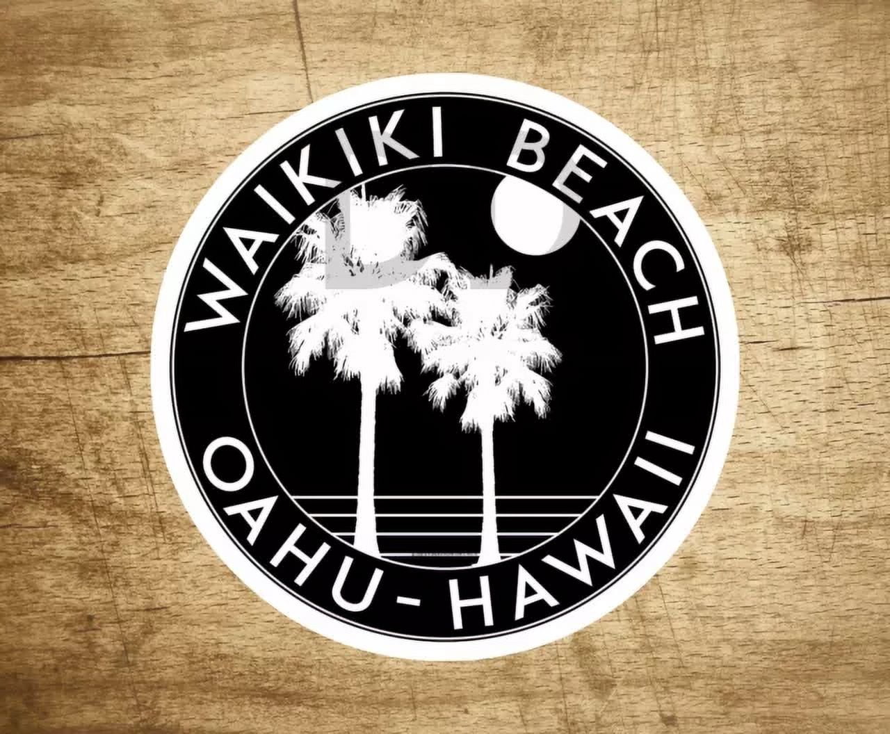 Waikiki Beach Hawaii Sticker Decal Beach Ocean Surfing Sticker Surfer ...