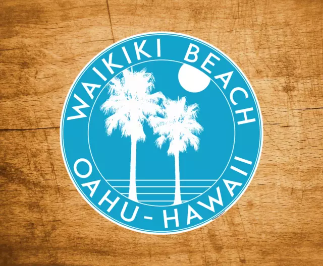 Waikiki Beach Hawaii Sticker Decal Beach Ocean Surfing Sticker Teal ...