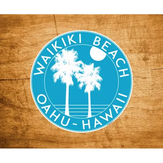 Waikiki Beach Hawaii Sticker Decal Beach Ocean Surfing Sticker Teal ...