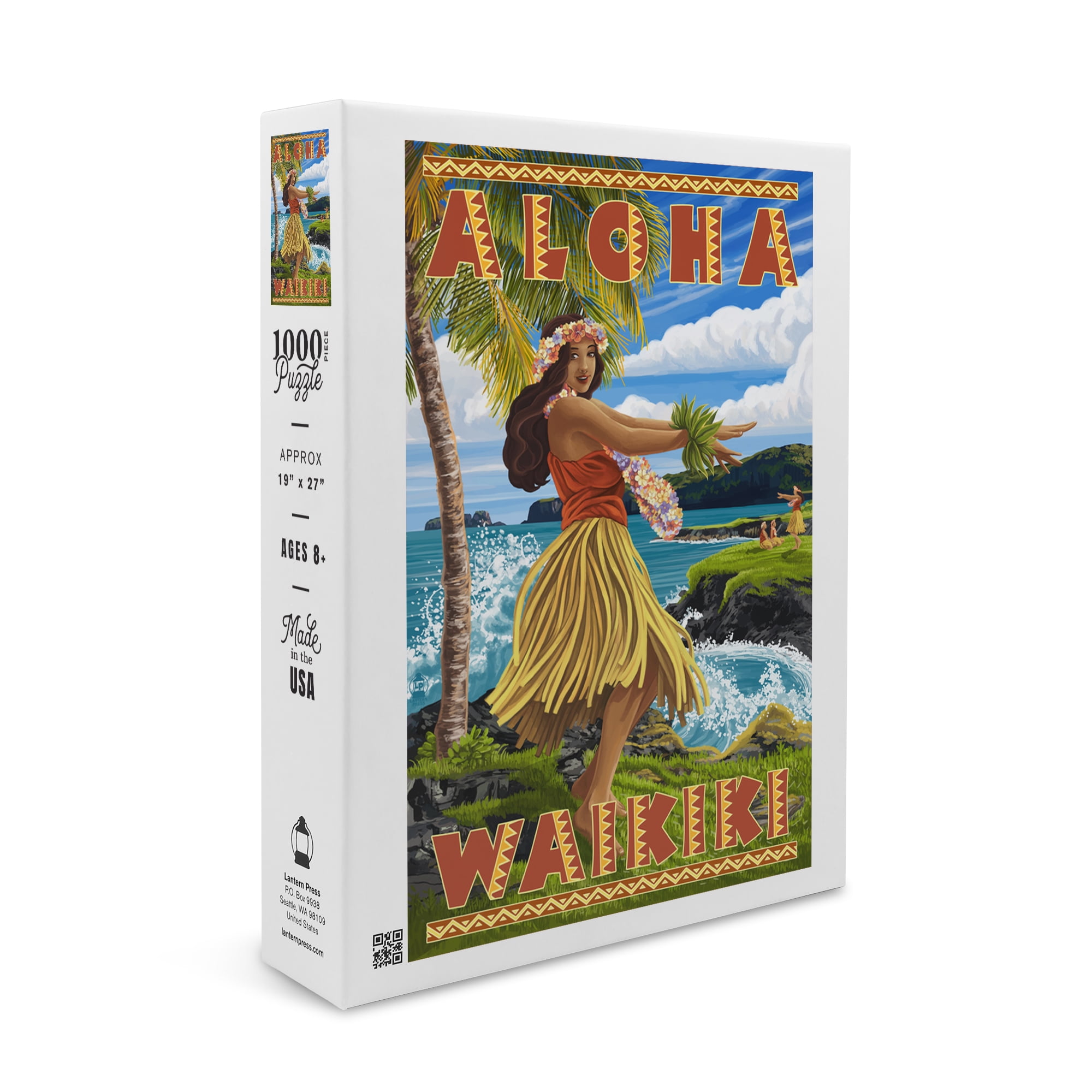 Waikiki, Hawaii, Aloha, Hawaii Hula Girl on Coast (1000 Piece Puzzle ...