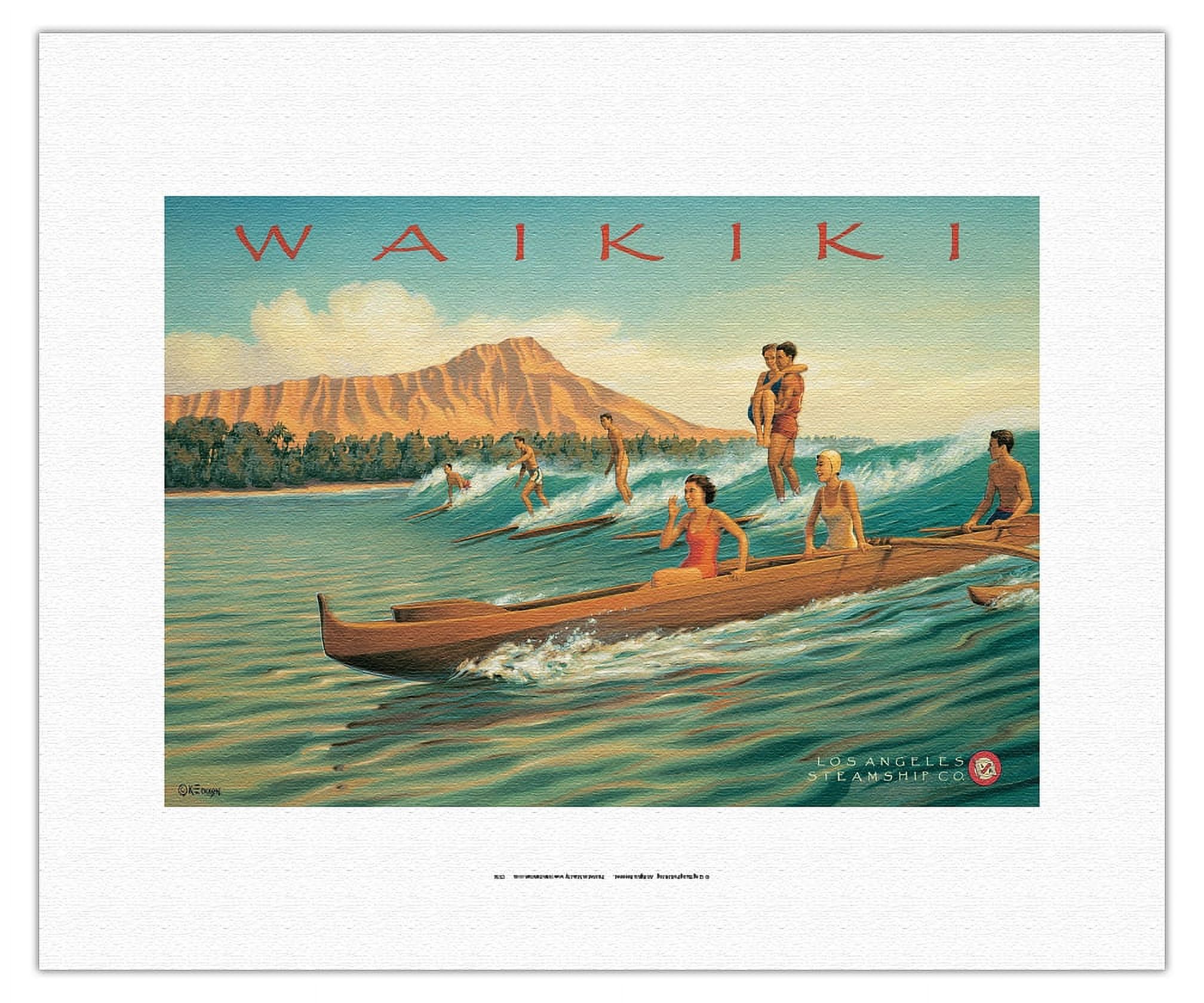 Waikiki Hawaii - Surf Riders - Los Angeles Steamship Company - Diamond ...