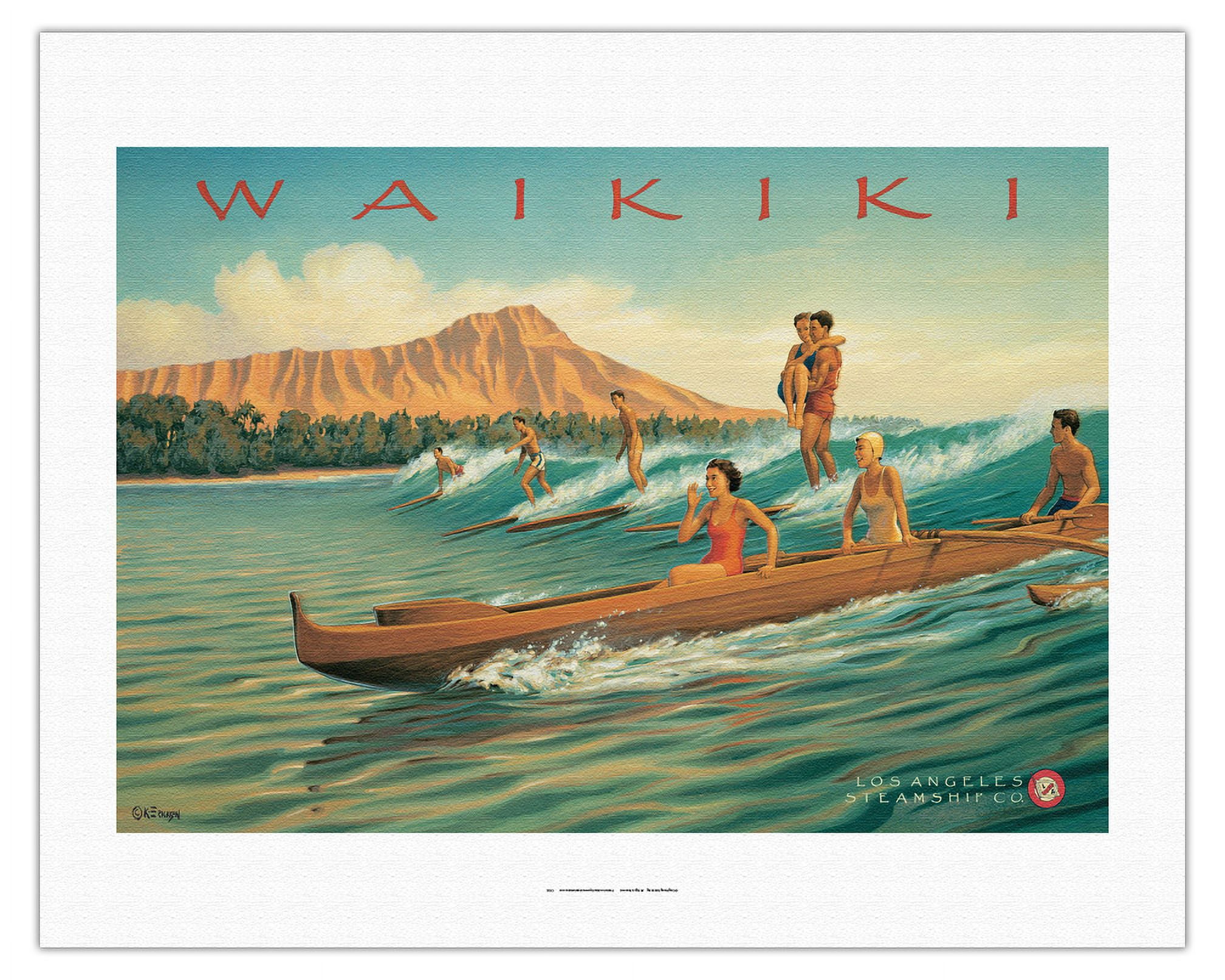 Waikiki Hawaii - Surf Riders - Los Angeles Steamship Company - Diamond ...