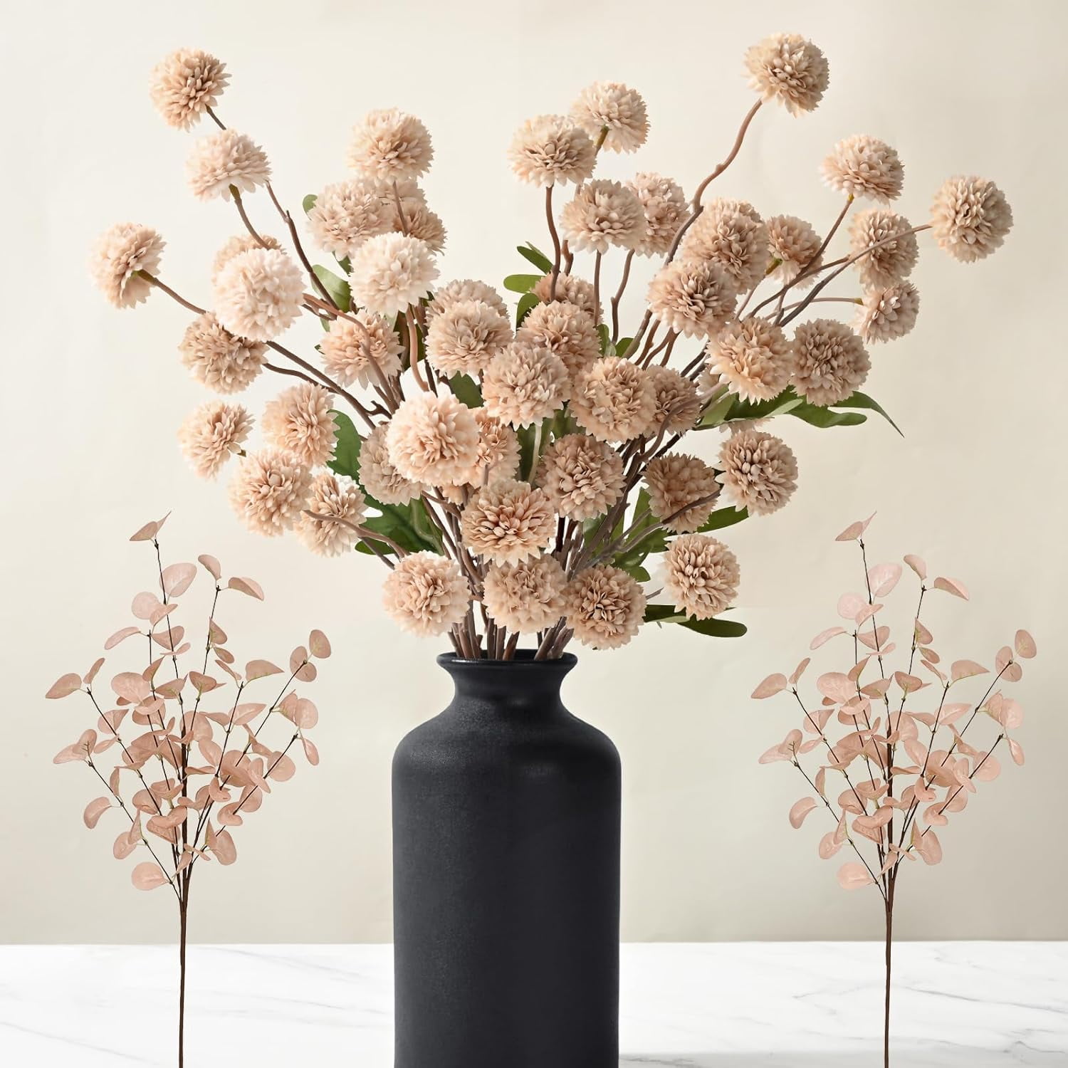 Waipfaru 12pcs Fake Silk Pompon Mum Artificial Flowers,Small Faux ...