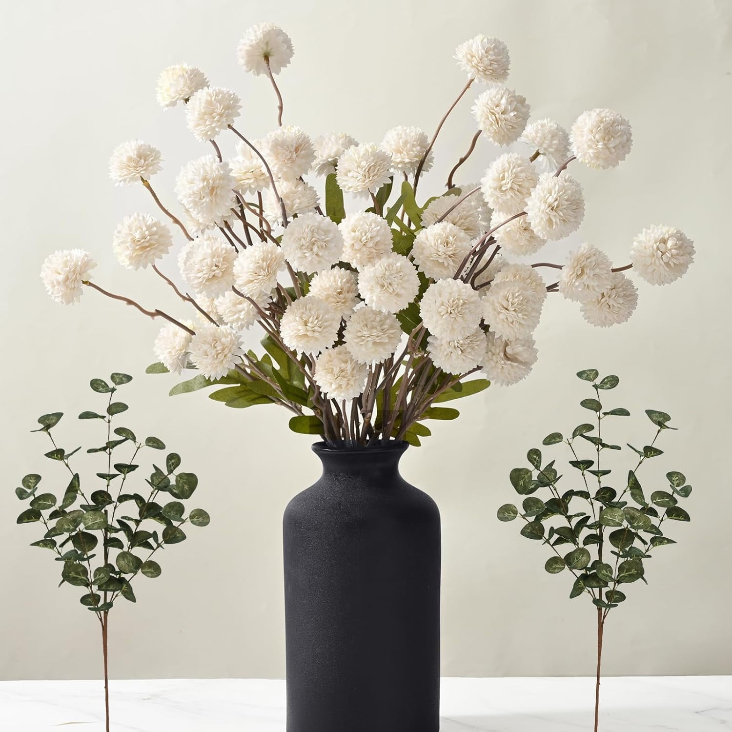 Waipfaru 12pcs Fake Silk Pompon Mum Artificial Flowers,Small Faux ...