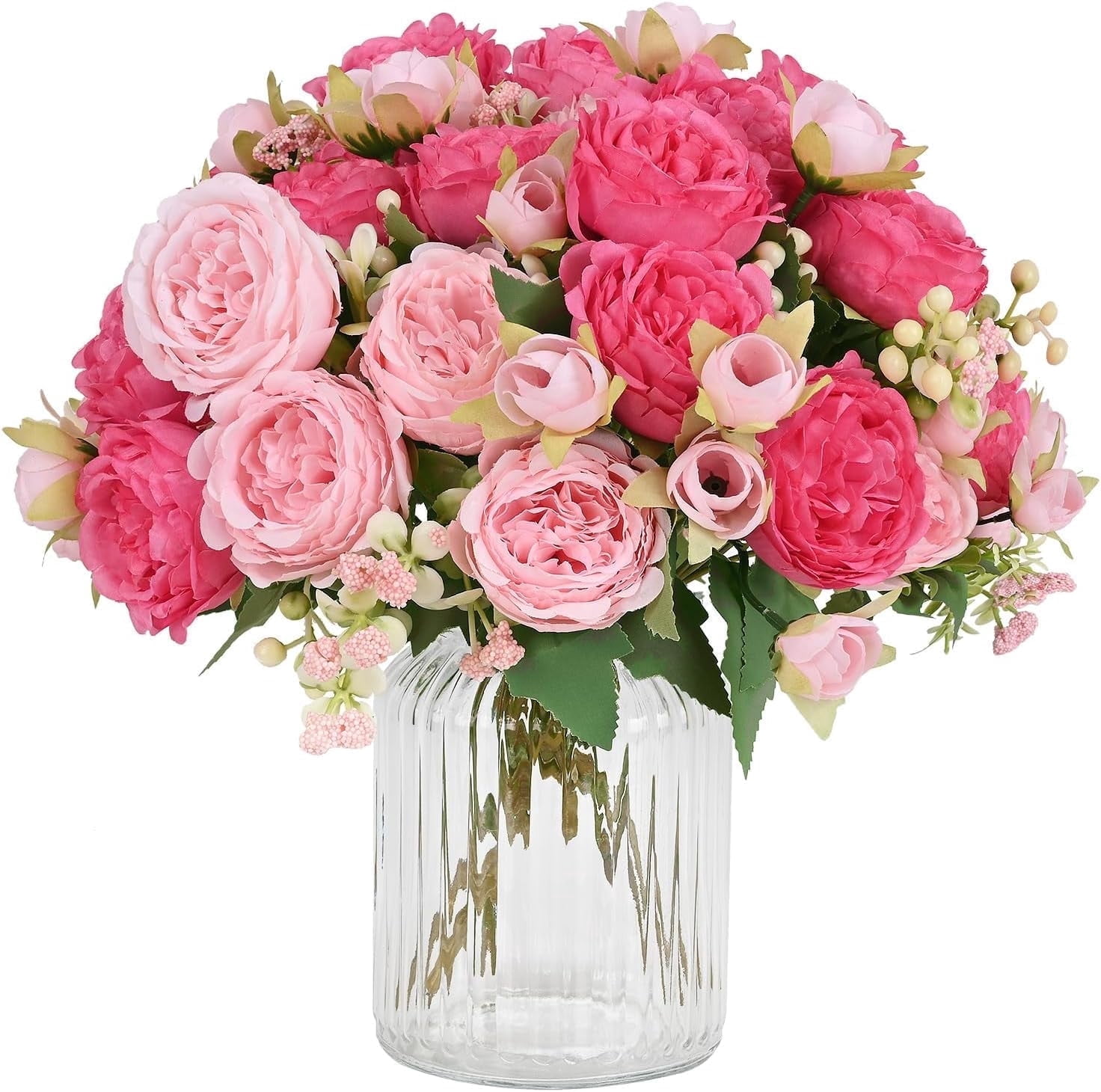Waipfaru, Artificial Peonies Faux Flowers, Pink, 2 Bundles - Walmart.com