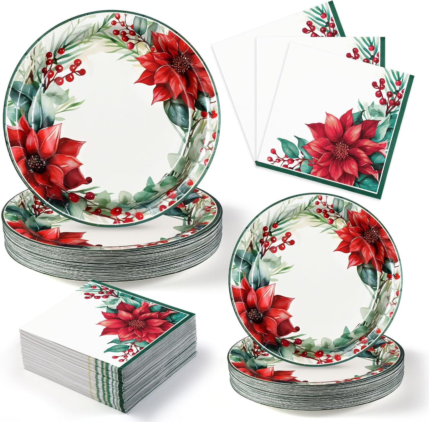 Waipfaru 200Pcs Christmas Paper Plates and Napkins Disposable ...