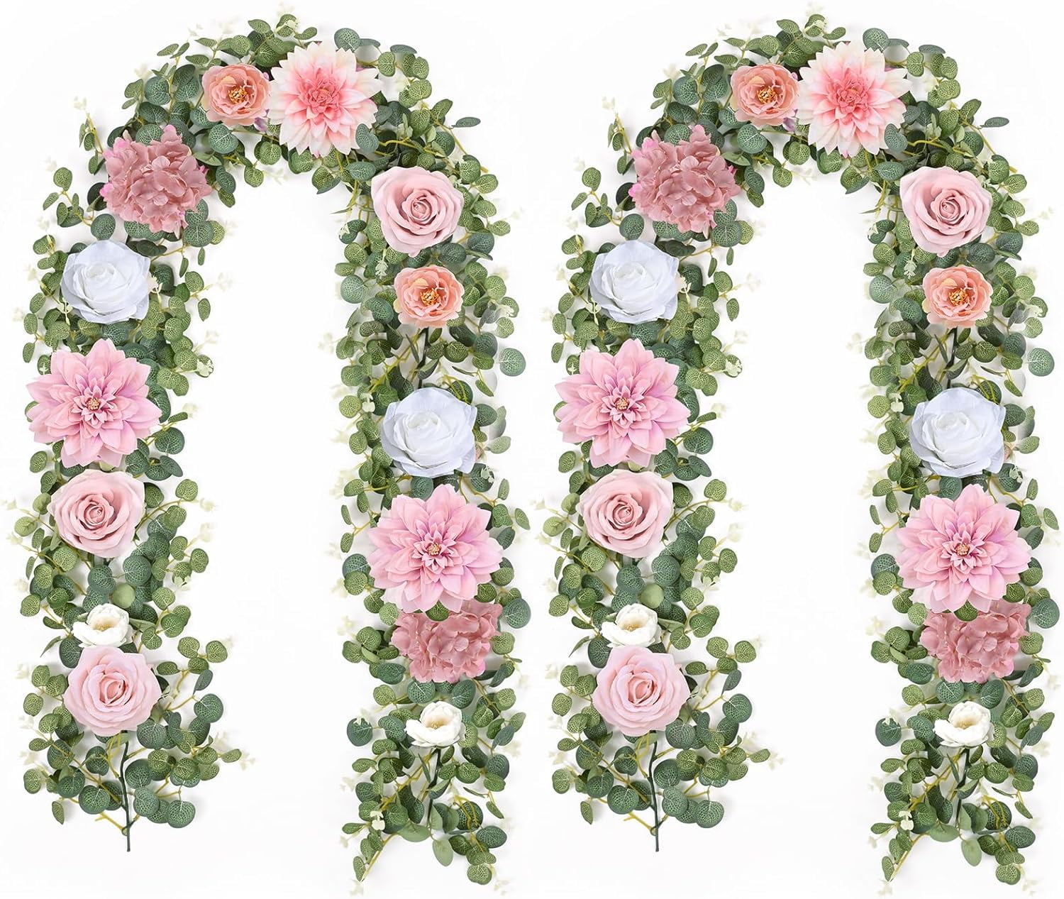Waipfaru 2pcs Spring Flower Garland, 6.07ft Artificial Eucalyptus ...