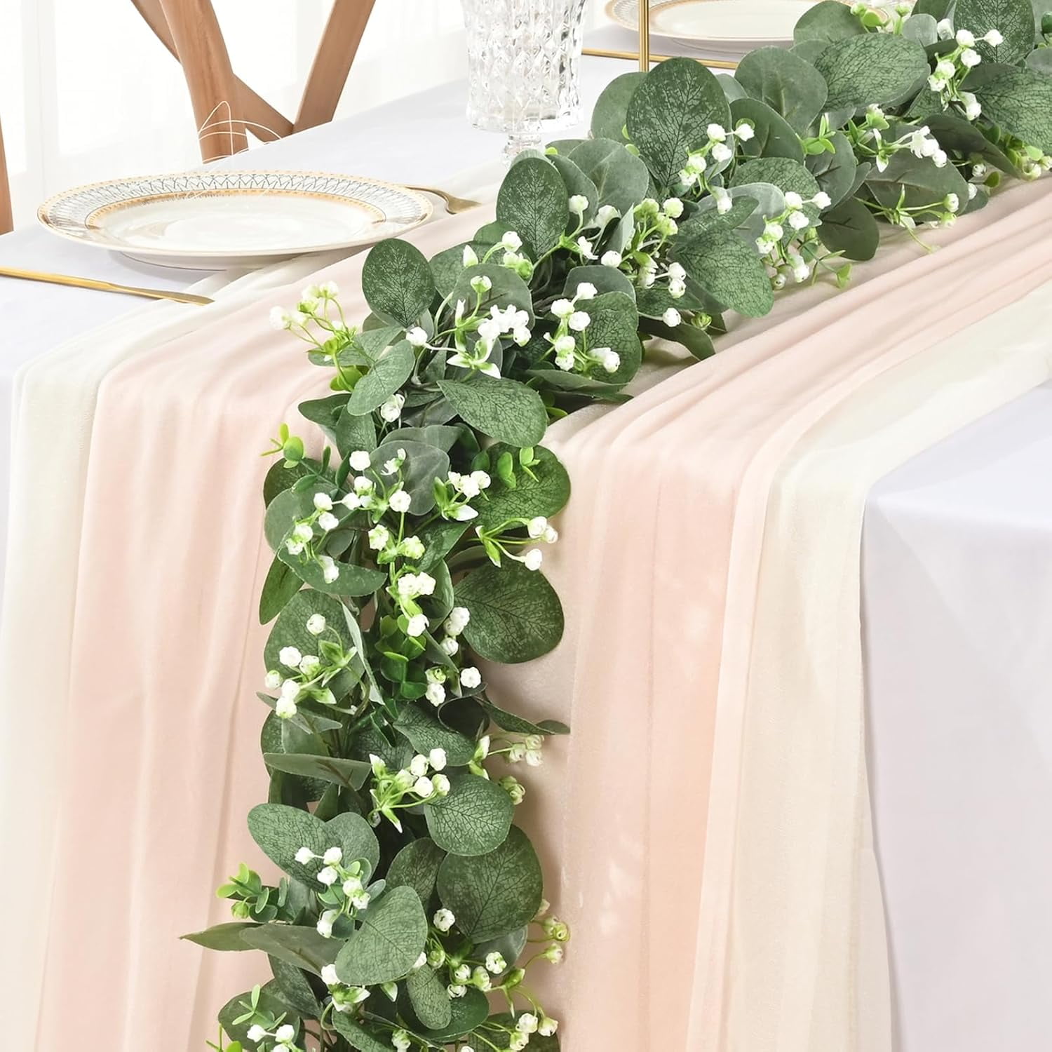 Waipfaru 8 Pack Eucalyptus Garland with Flowers,6FT Greenery Garland ...