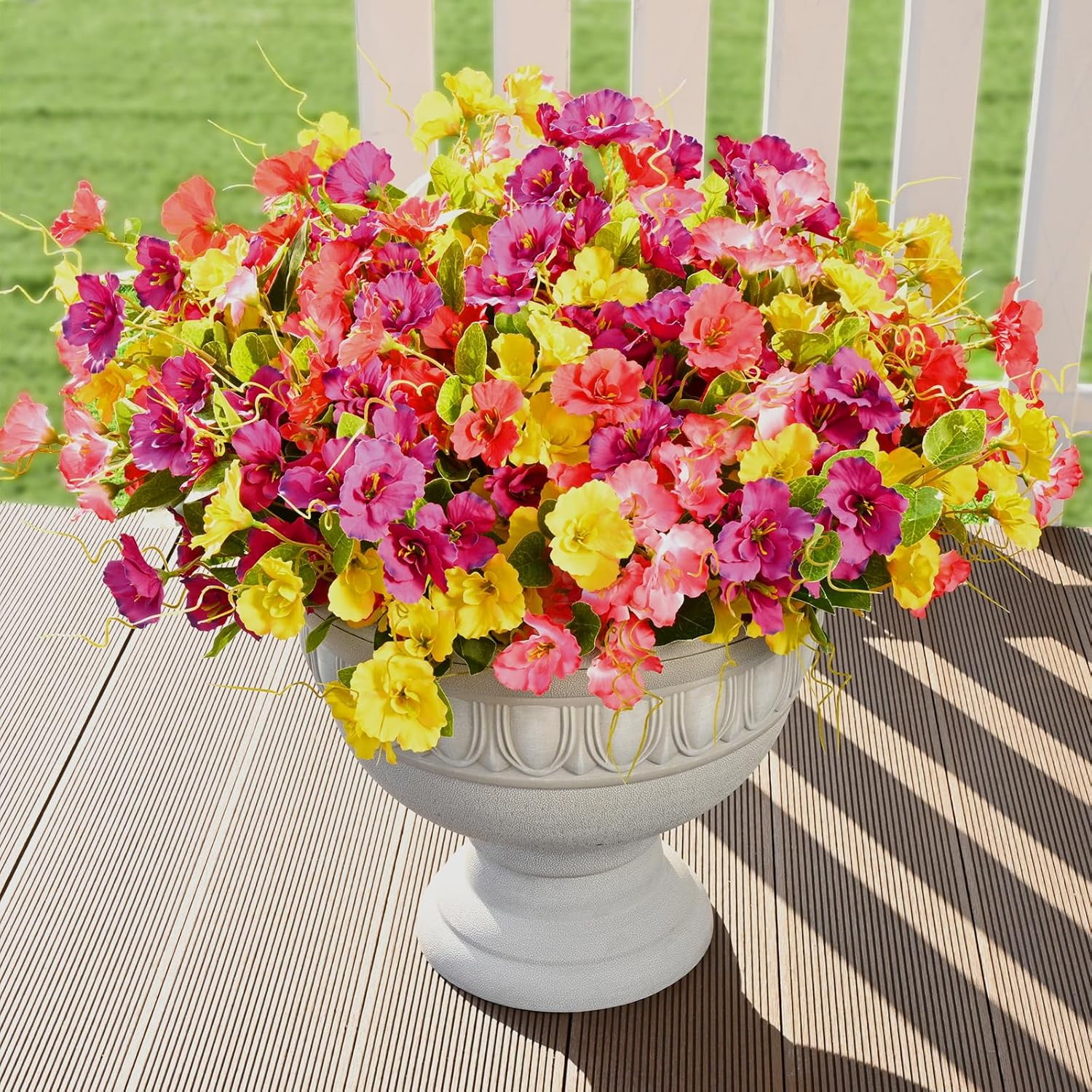 Waipfaru Artificial Flowers for Outdoor Spring Summer Decor, 12 Bundles ...