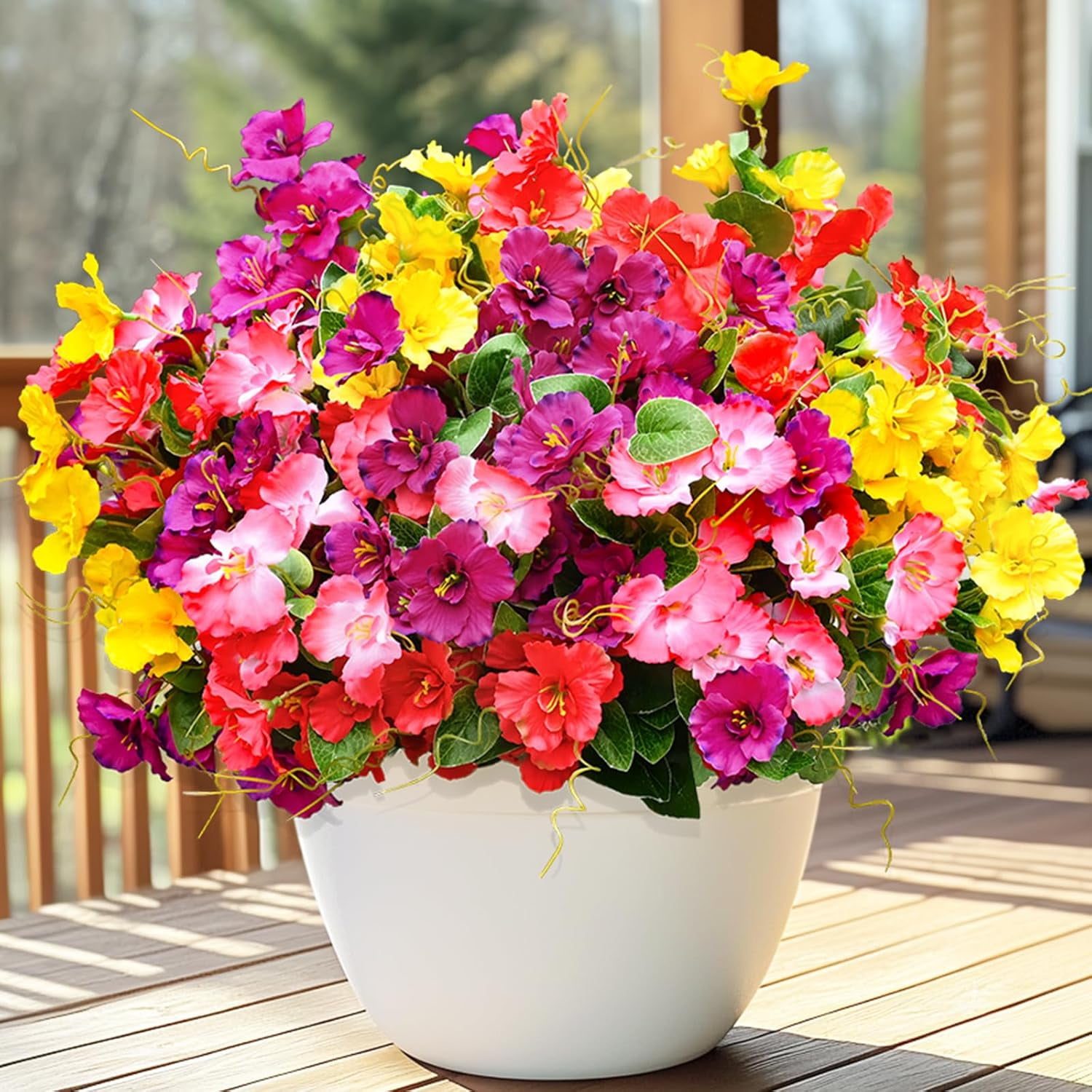 Waipfaru Artificial Flowers for Outdoor Spring Summer Decor, 12 Bundles ...
