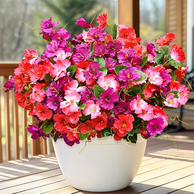Waipfaru Artificial Flowers for Outdoor Spring Summer Decor, 12 Bundles ...