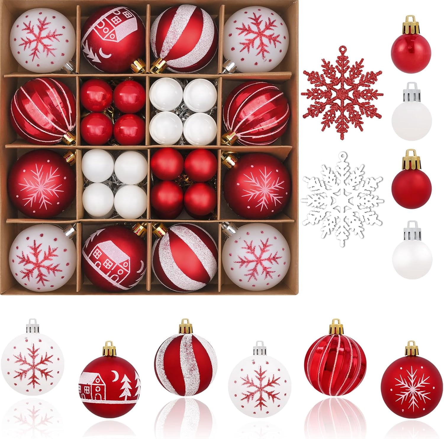 Waipfaru Christmas Balls Ornaments for Xmas Tree,50Pcs Shatterproof ...