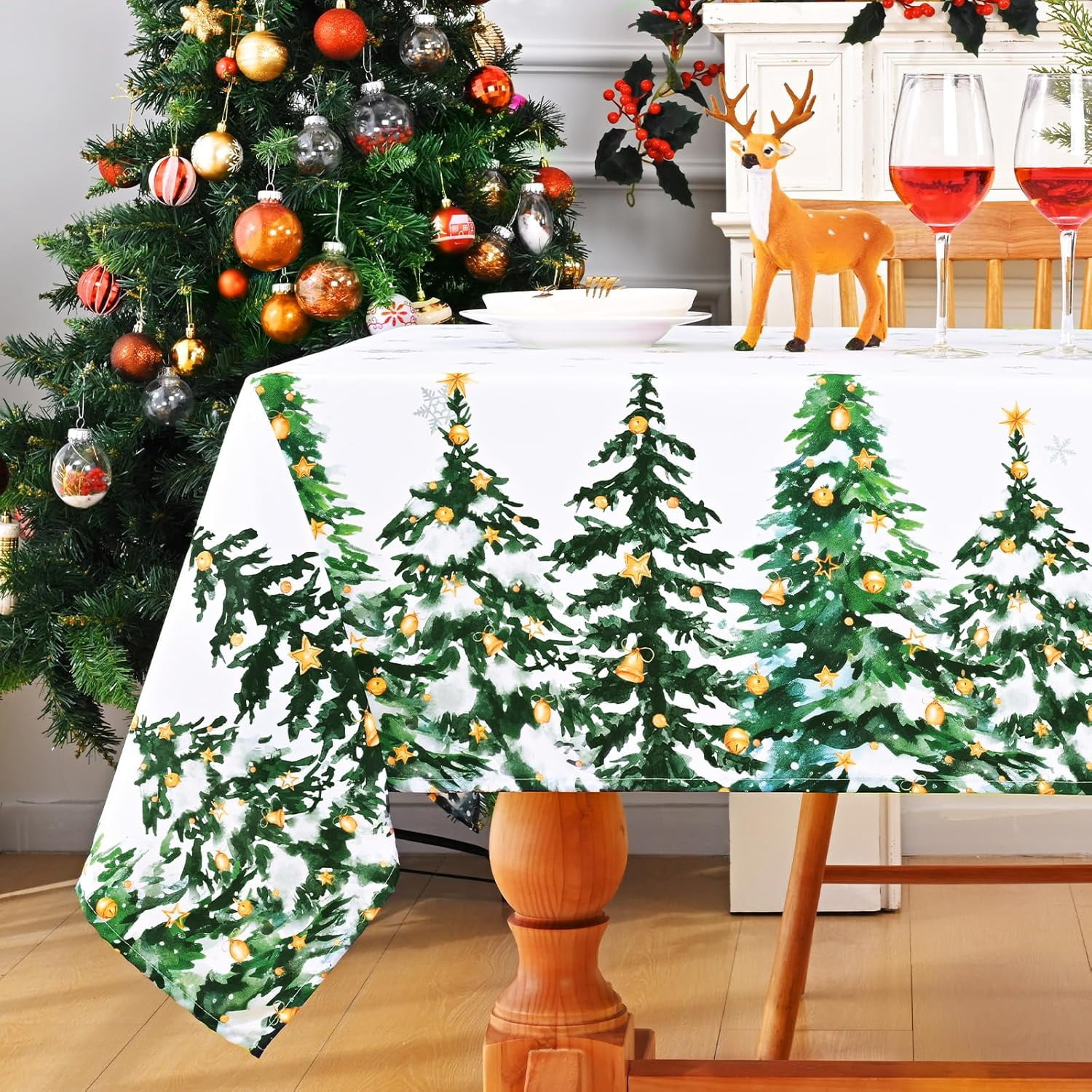 Waipfaru Christmas Rectangle Tablecloth, 60×120 lnch Washable Polyester ...