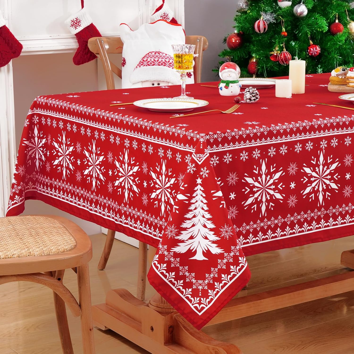 Waipfaru Christmas Rectangle Tablecloth, 60×84 lnch Washable Polyester ...