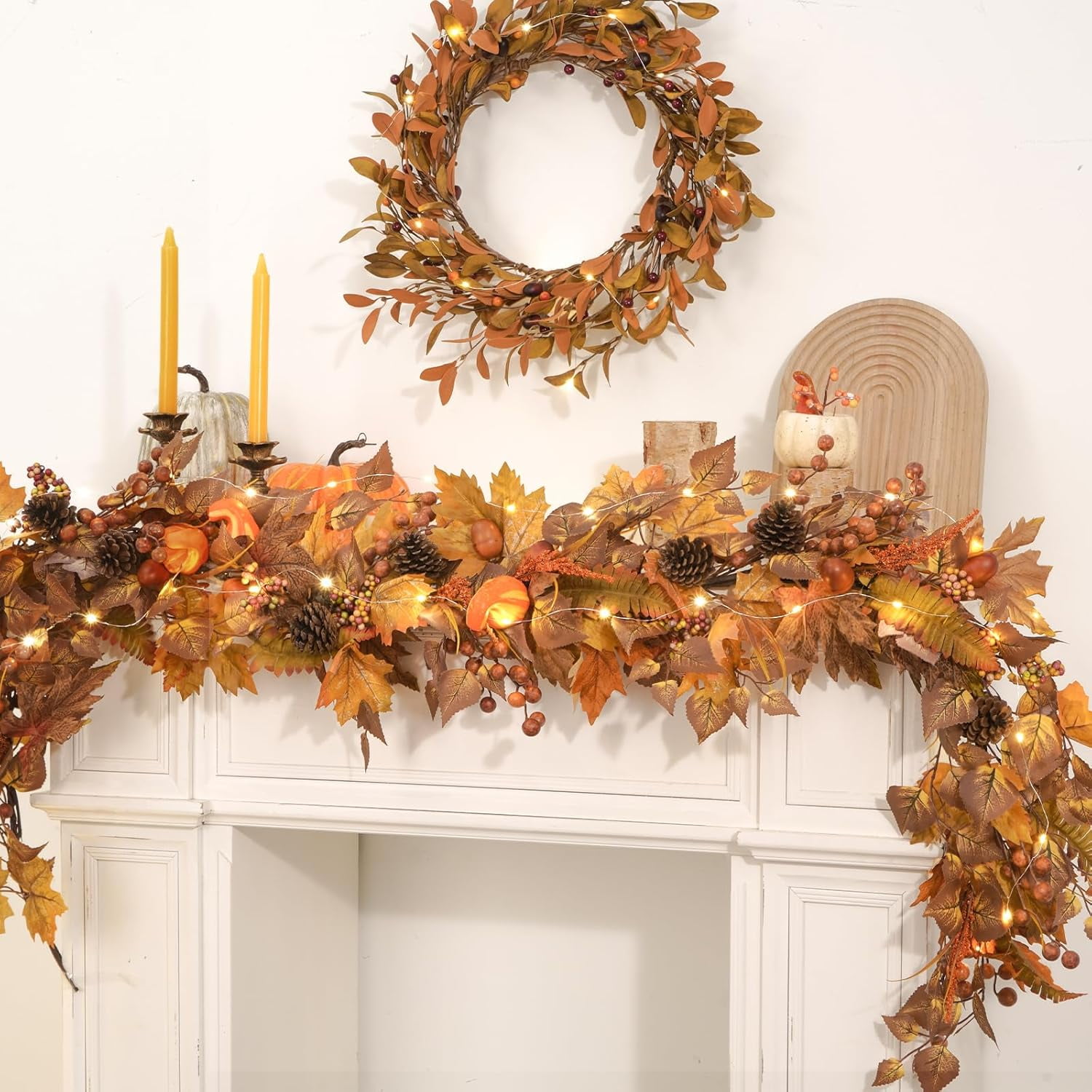 Waipfaru Fall Garland Maple Leaf, 6FT Hanging Vine Garland with 2m 20 ...