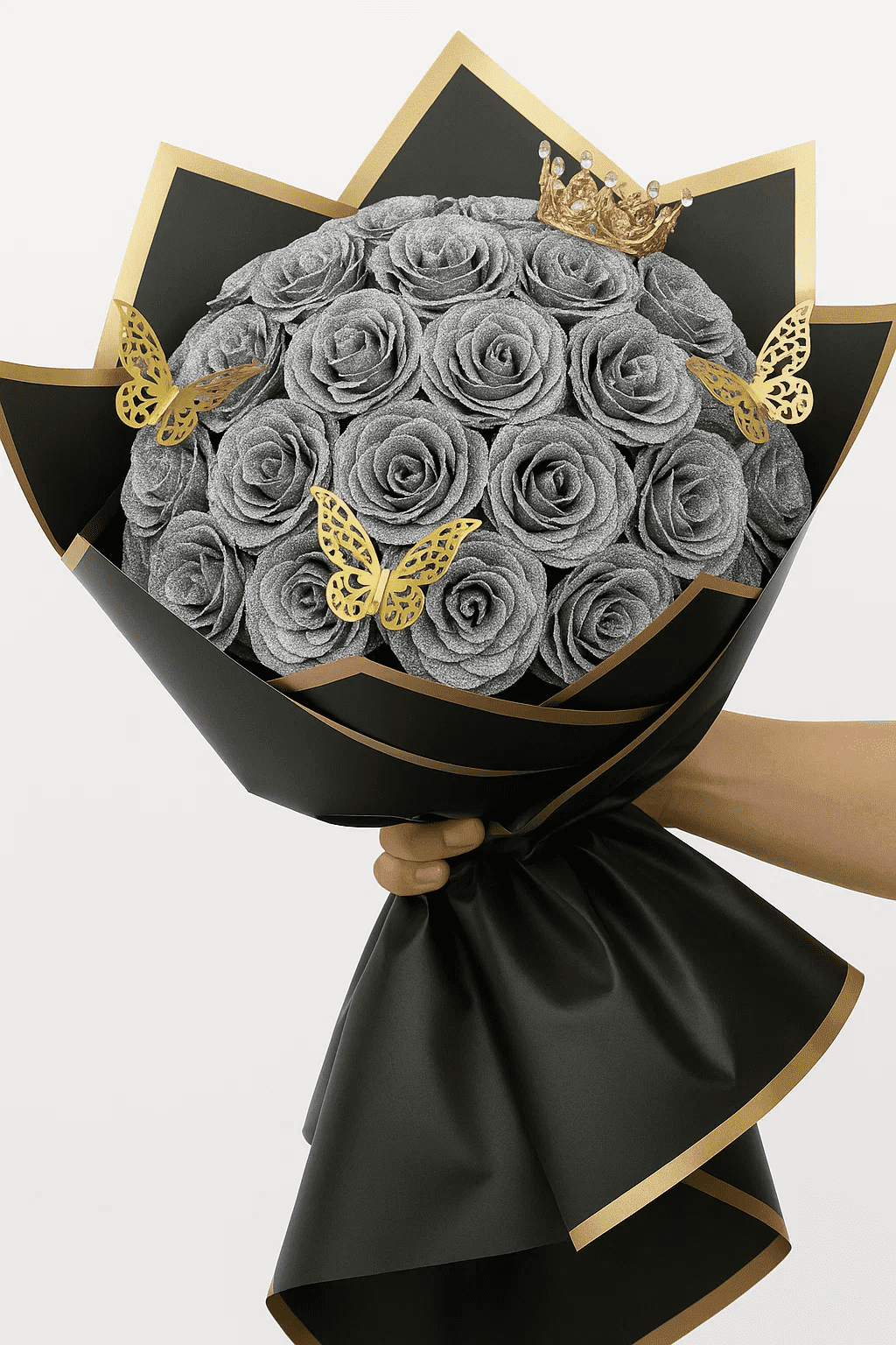 Waipfaru Glitter Roses Bouquet,36pcs Glitter Artificial Flowers,DIY ...