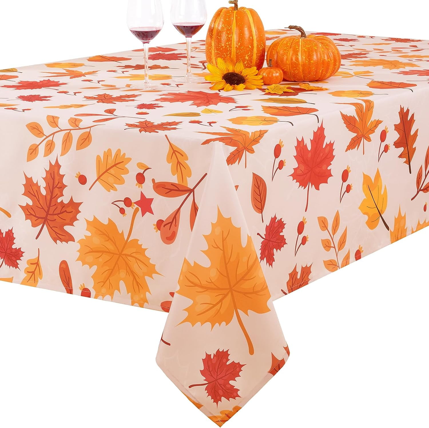 Waipfaru Orange Maple Leaf Tablecloth Fall Thanksgiving Table Cloth ...