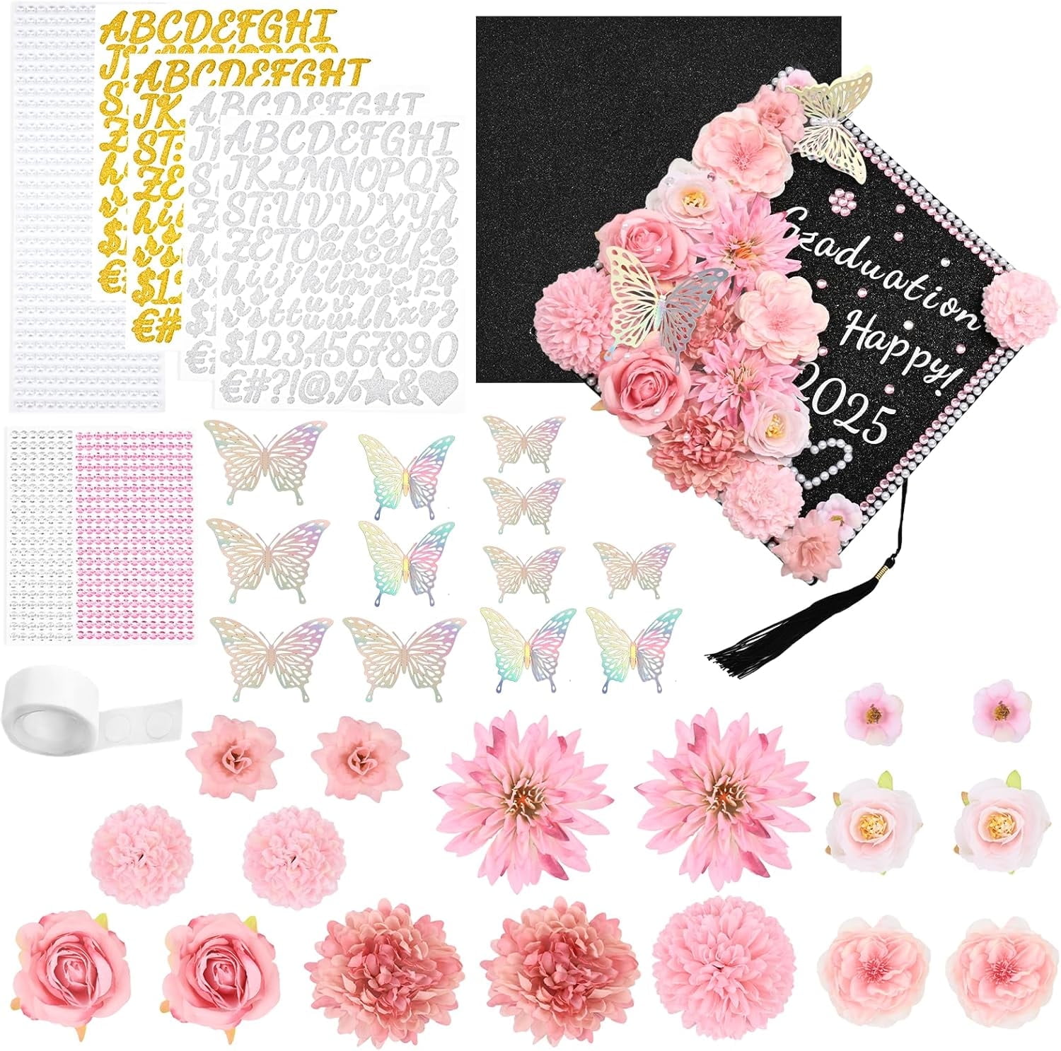 Waipfaru 2025 Graduation Cap Decoration Kit,DIY Grad Cap Topper with ...