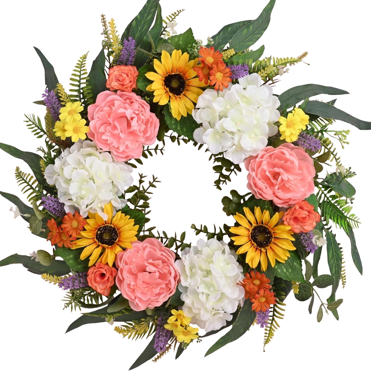 Waipfaru Spring Wreath for Front Door-22 inch Summer Eucalyptus Wreaths ...