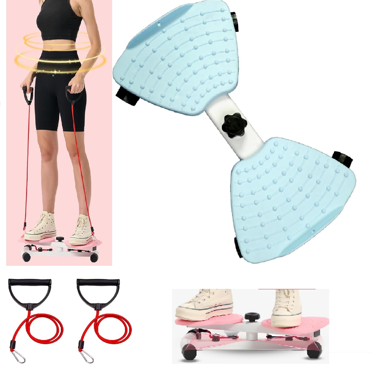 Waist Twister Machine with Resistance Bands - 300 lbs Weight Capacity, Non-Slip Twist Board for ...