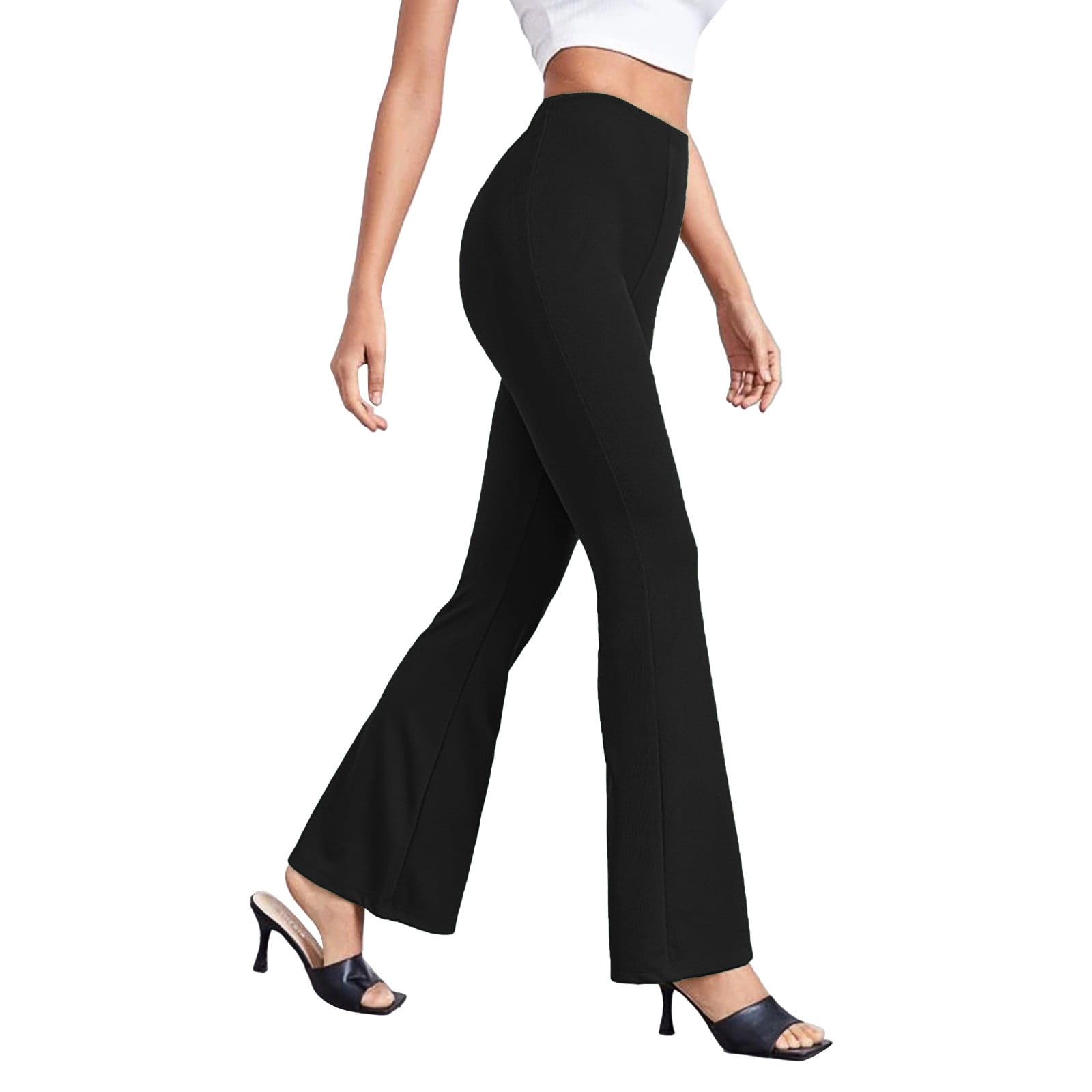 Waist Wide Leg Long Bell Bottom Yoga Pants VWomen Leggings High Waist ...