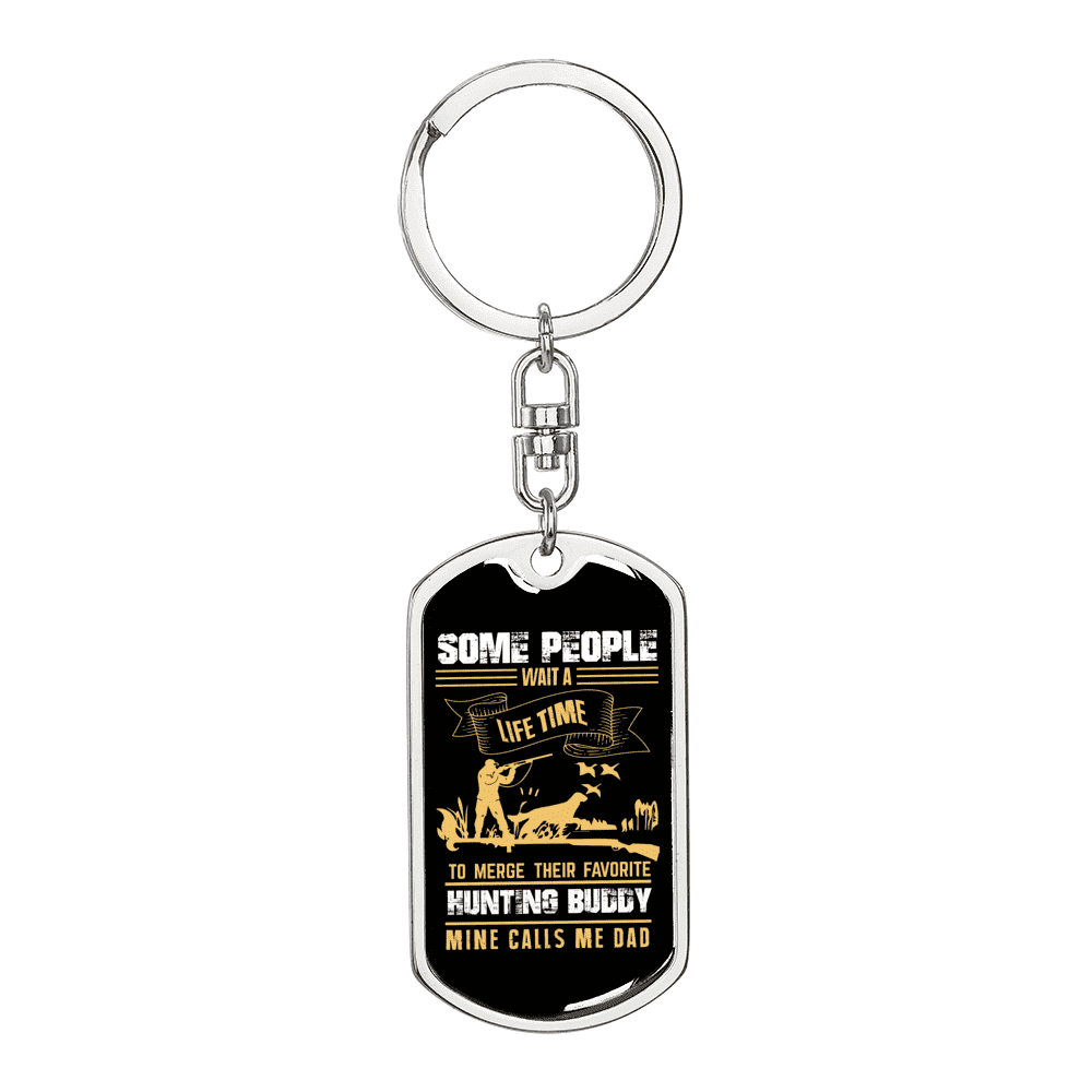Wait A Lifetime Hunter'S Keychain Stainless Steel or 18k Gold Dog Tag ...