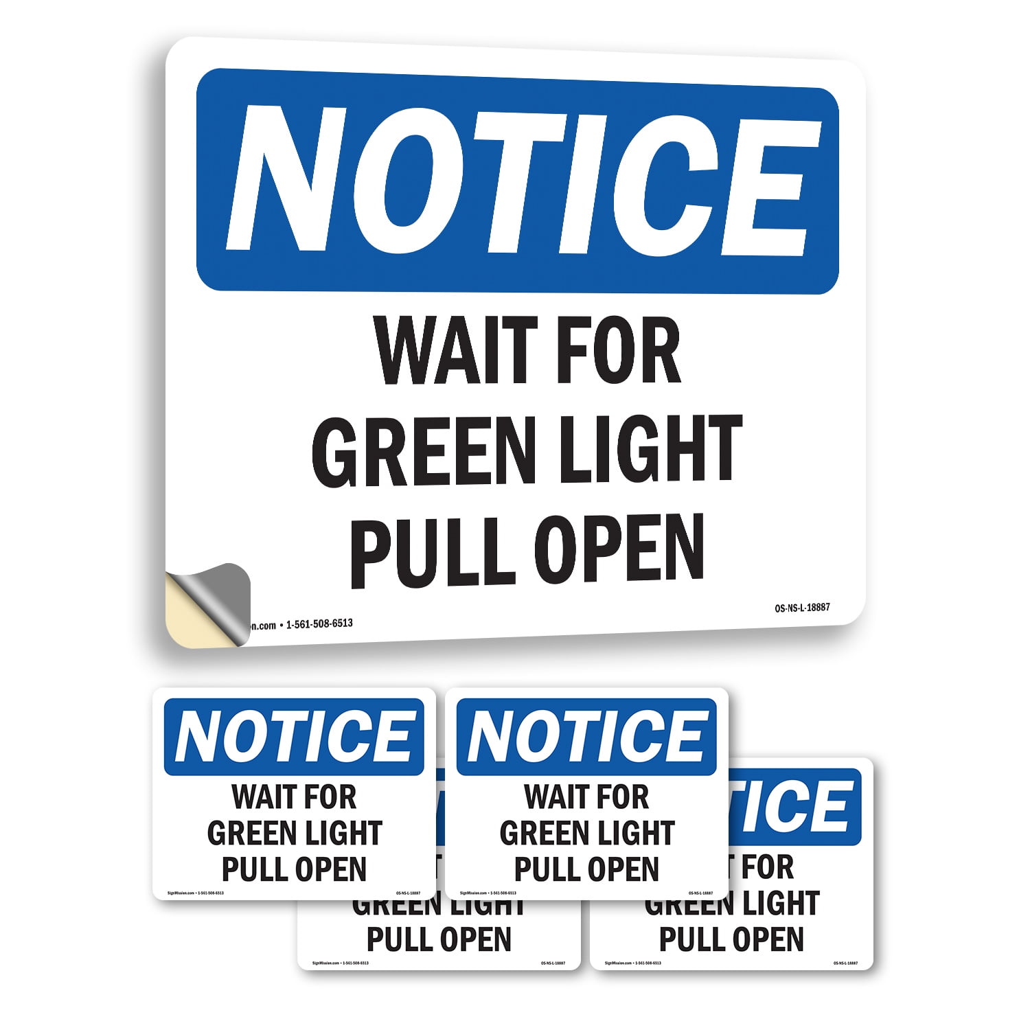 Wait For Green Light Pull Open OSHA Notice Vinyl Decal Label 10 Inch x ...