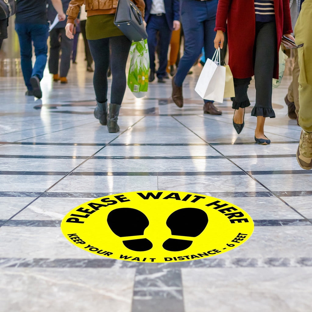 Wait Here Floor Marker, Please Keep Distance 6ft Stand Marker, 30CM ...