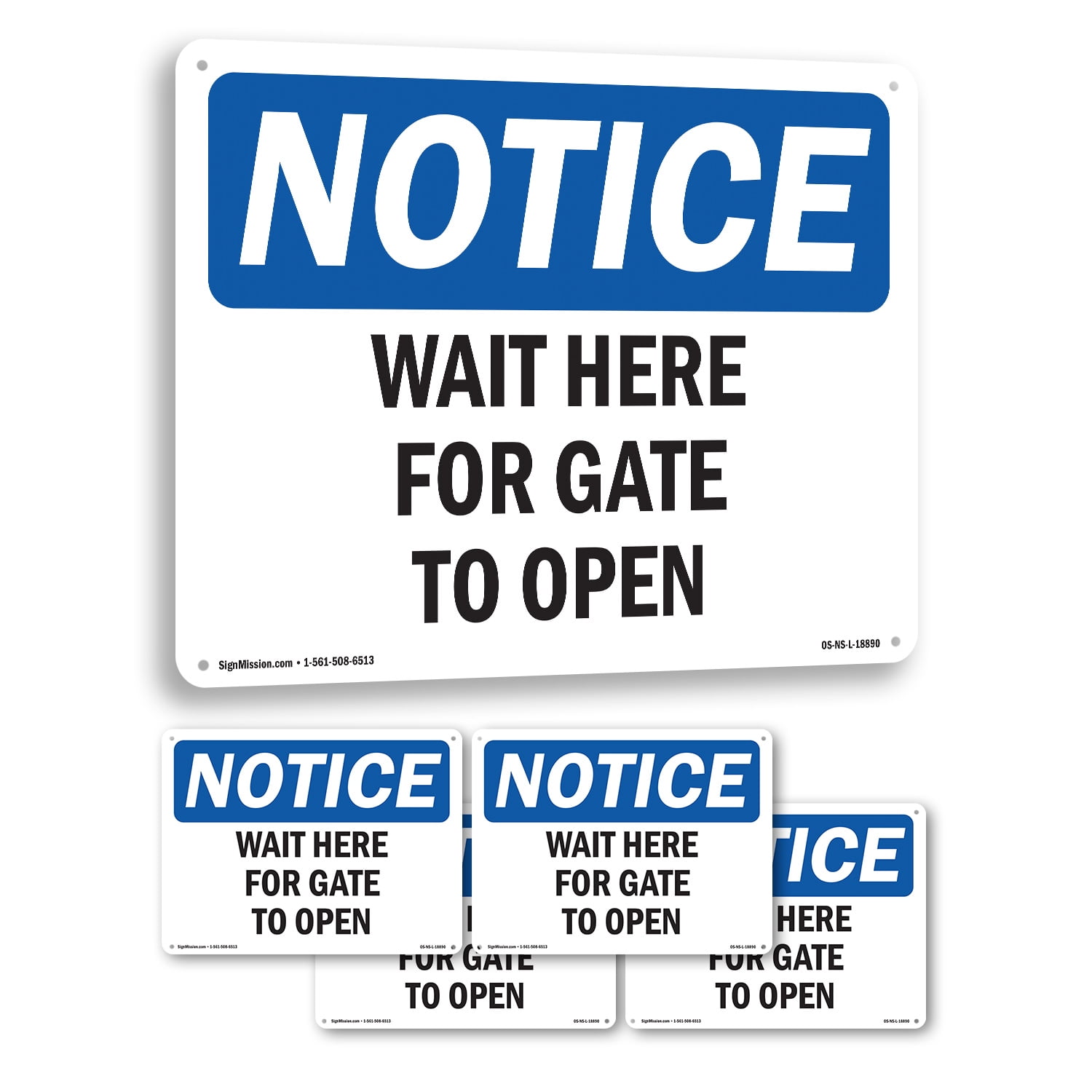 Wait Here For Gate To Open OSHA Notice Rigid Plastic Sign 10 Inch x 7 ...