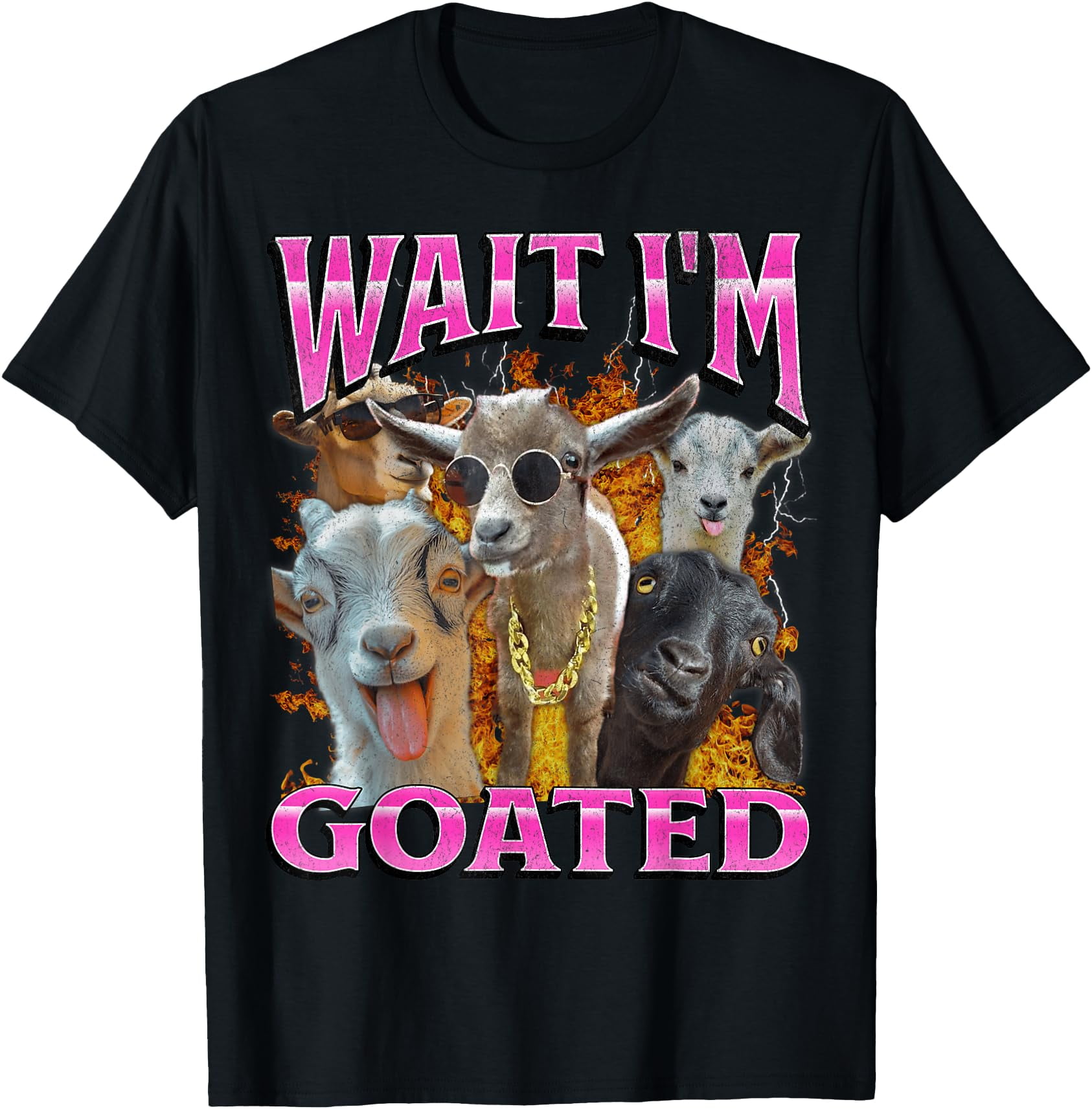 Wait I'm Goated Funny Offensive Goat Adult Humor Bootleg Y2K T-Shirt ...
