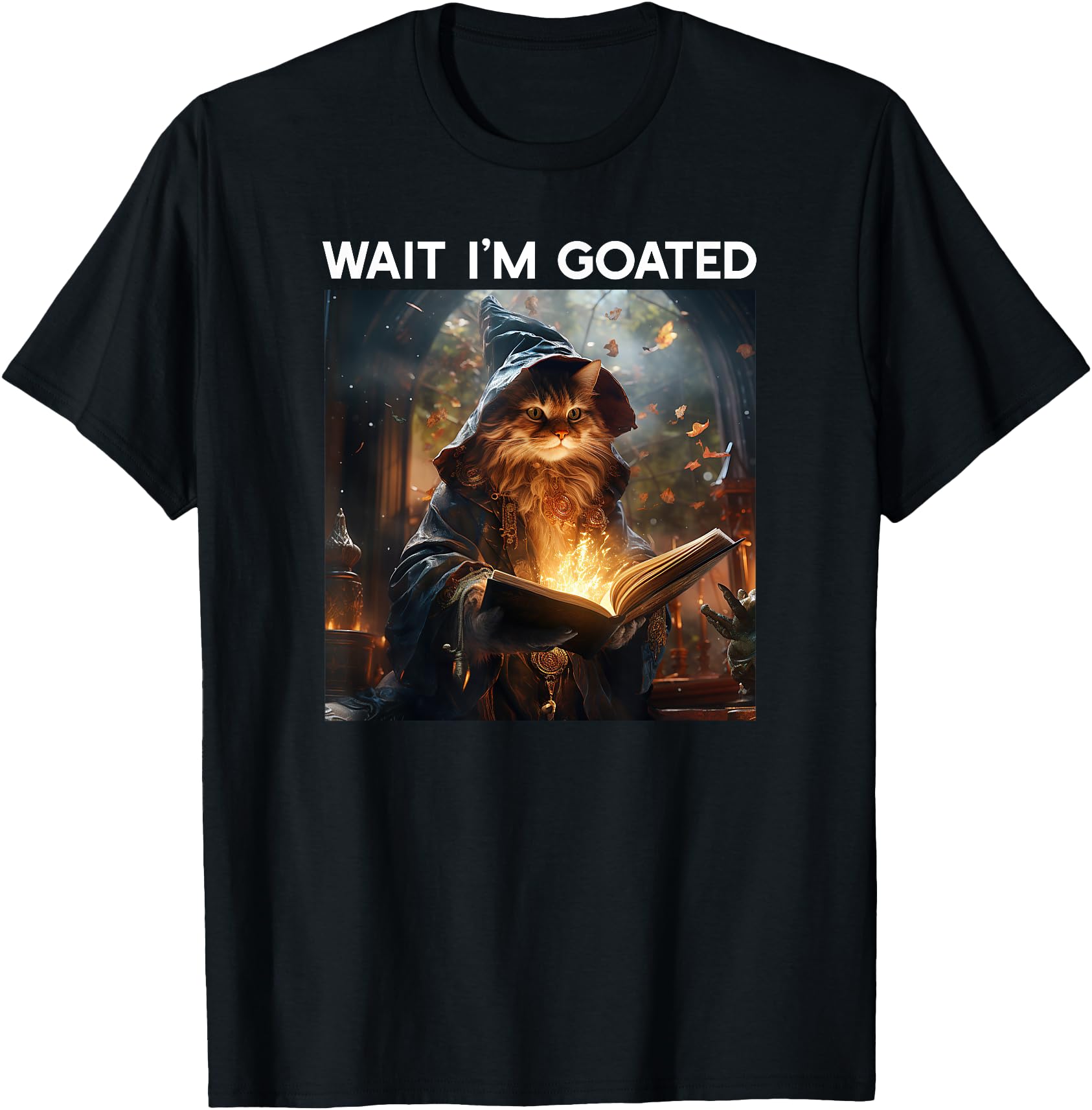 Wait I'm Goated Gaming Meme | Funny Cat Photo T-Shirt for Men Women ...