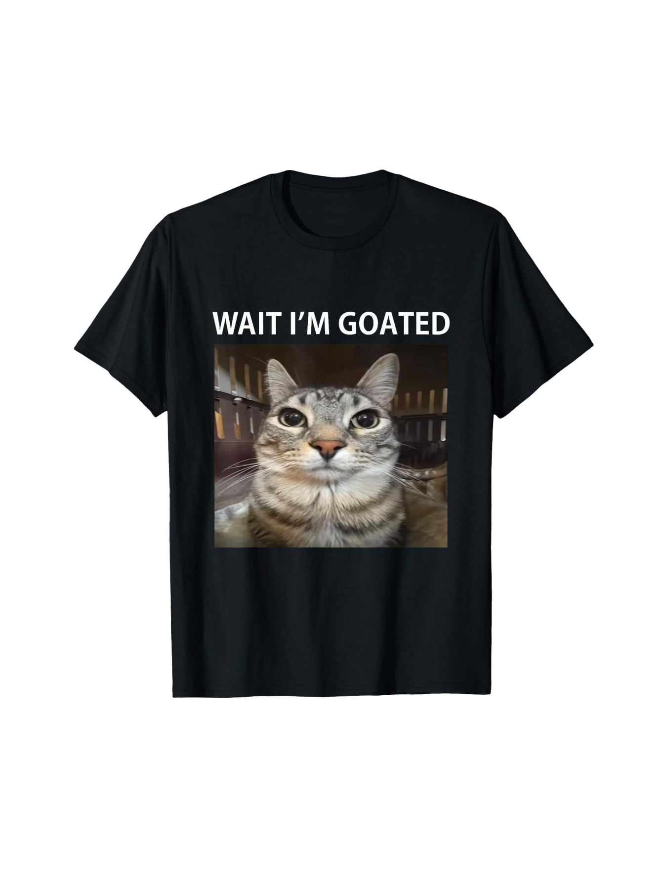 Wait I'm Goated Silly Cat Meme T-Shirt - Lightweight Classic Fit with ...