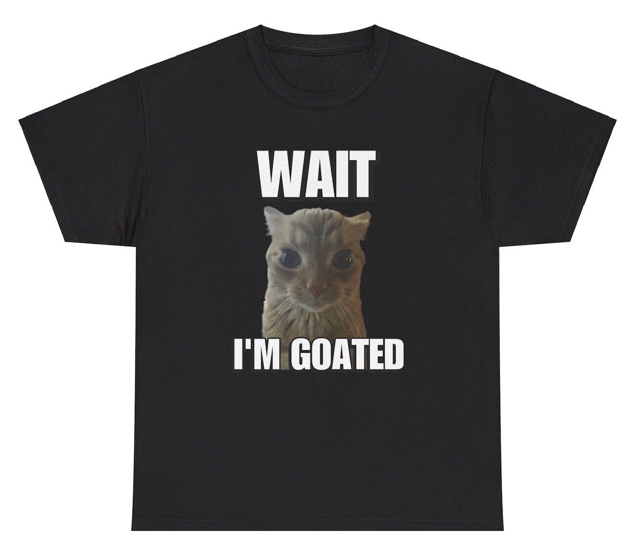 Wait I’m Goated T Shirt Funny Gen Z Slang Cat Meme Silly Weirdcore Graphic Tee - Walmart.com