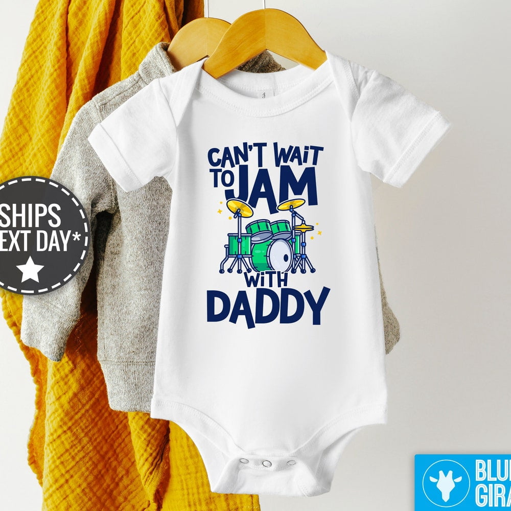 Can'T Wait To Jam With Daddy Baby Onesie, Rock Baby Onesie, Band Member ...