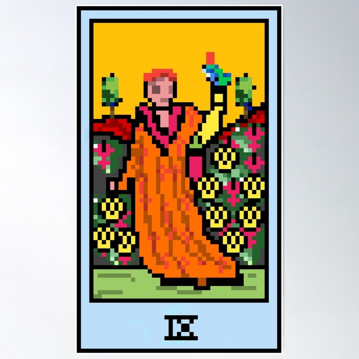 Wait, Is This Pixel Art Tarot? Blue - Minor Arcana 'Nine Of Pentacles ...