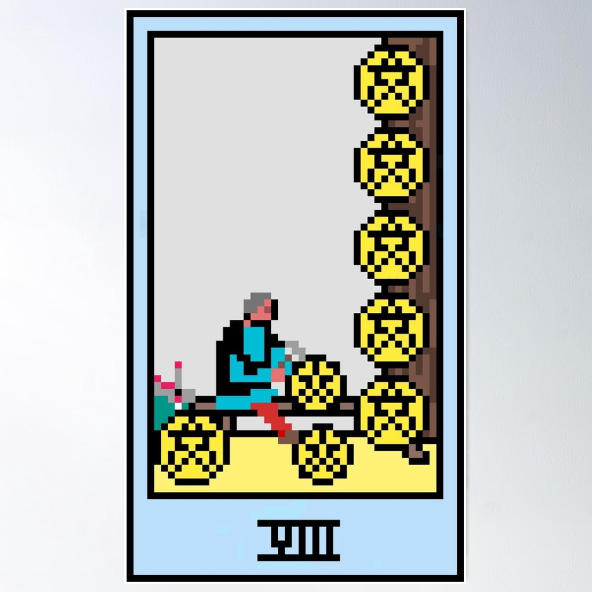 Wait, Is This Pixel Art Tarot? Pink - Minor Arcana 'Eight Of Pentacles ...