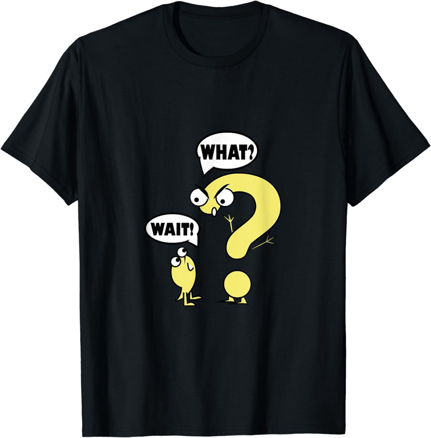 Wait What Grammar cartoon funny Punctuation Wait! What? T-Shirt ...